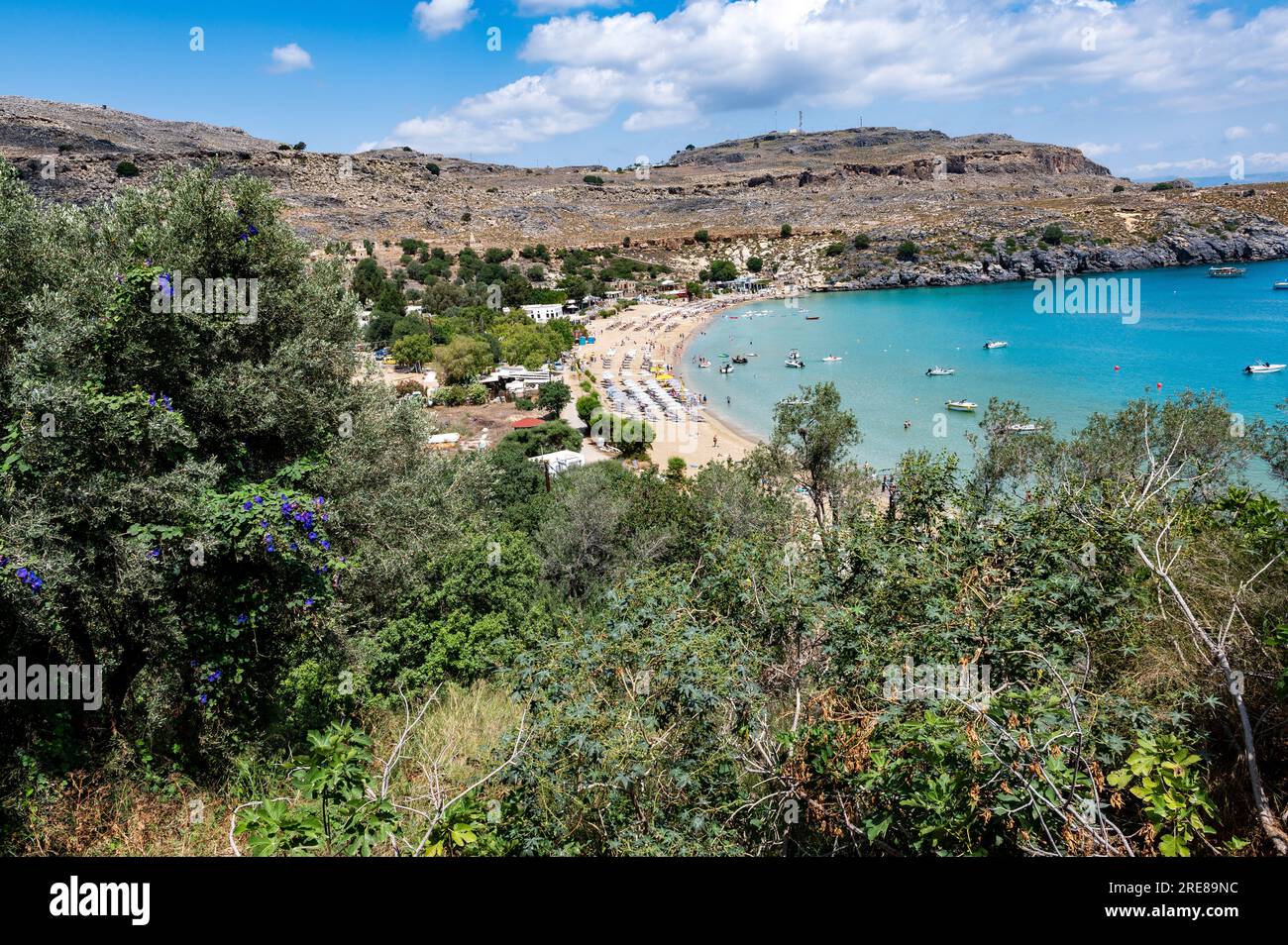 The Fishing village of Lindos on the Greek Island of Rhodes Stock Photo ...