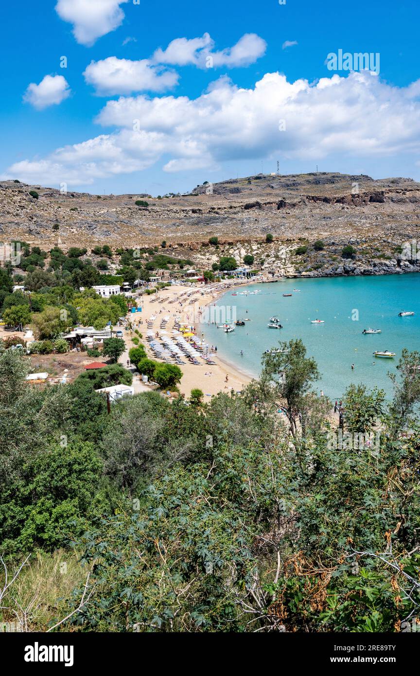 The Fishing village of Lindos on the Greek Island of Rhodes Stock Photo ...