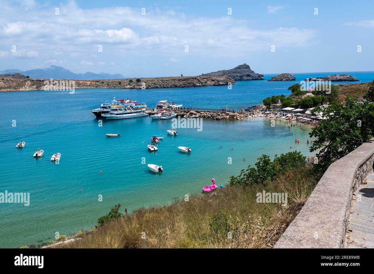The Fishing village of Lindos on the Greek Island of Rhodes Stock Photo ...