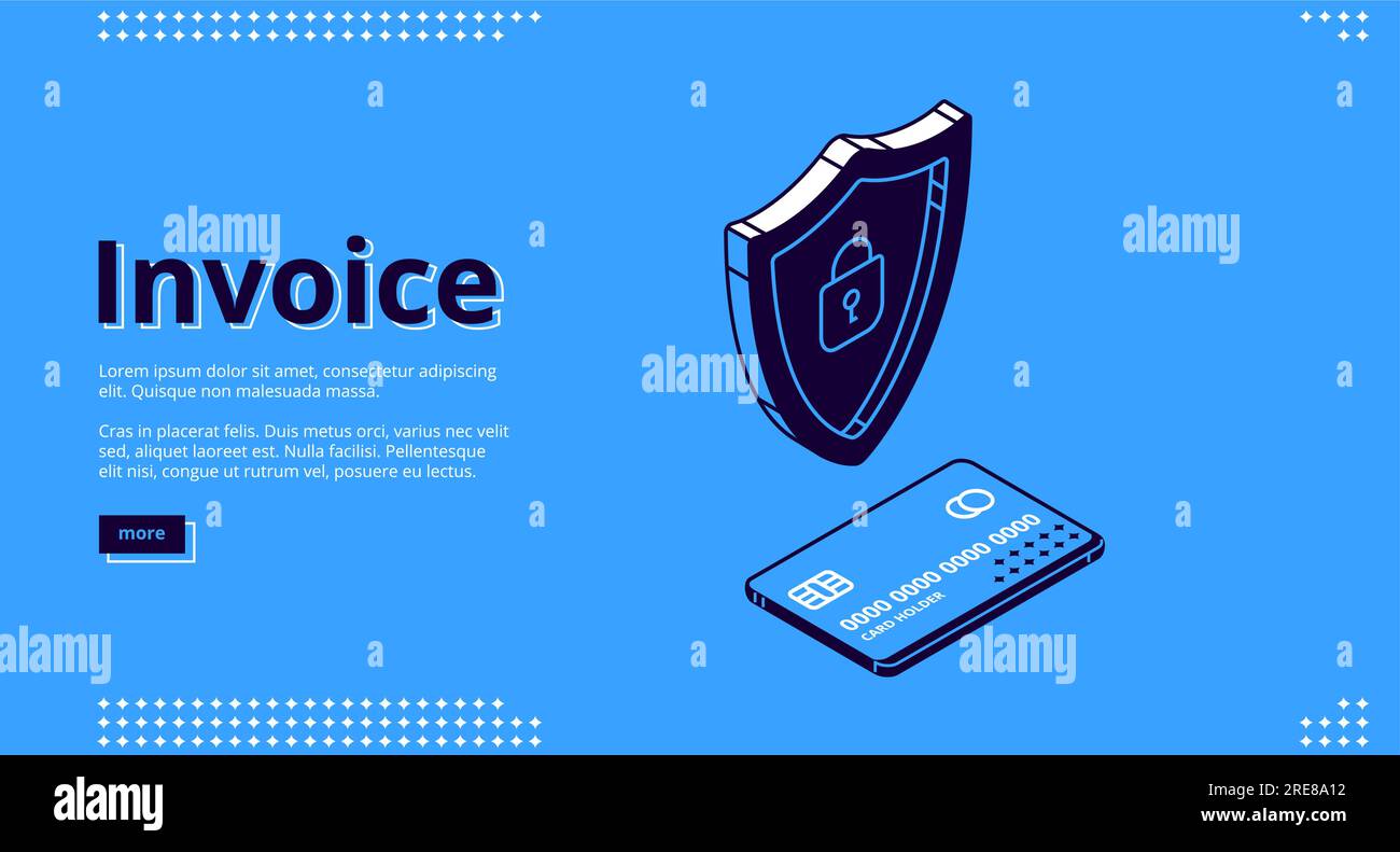 Invoice banner. Security mobile payment concept. Vector landing page of ...