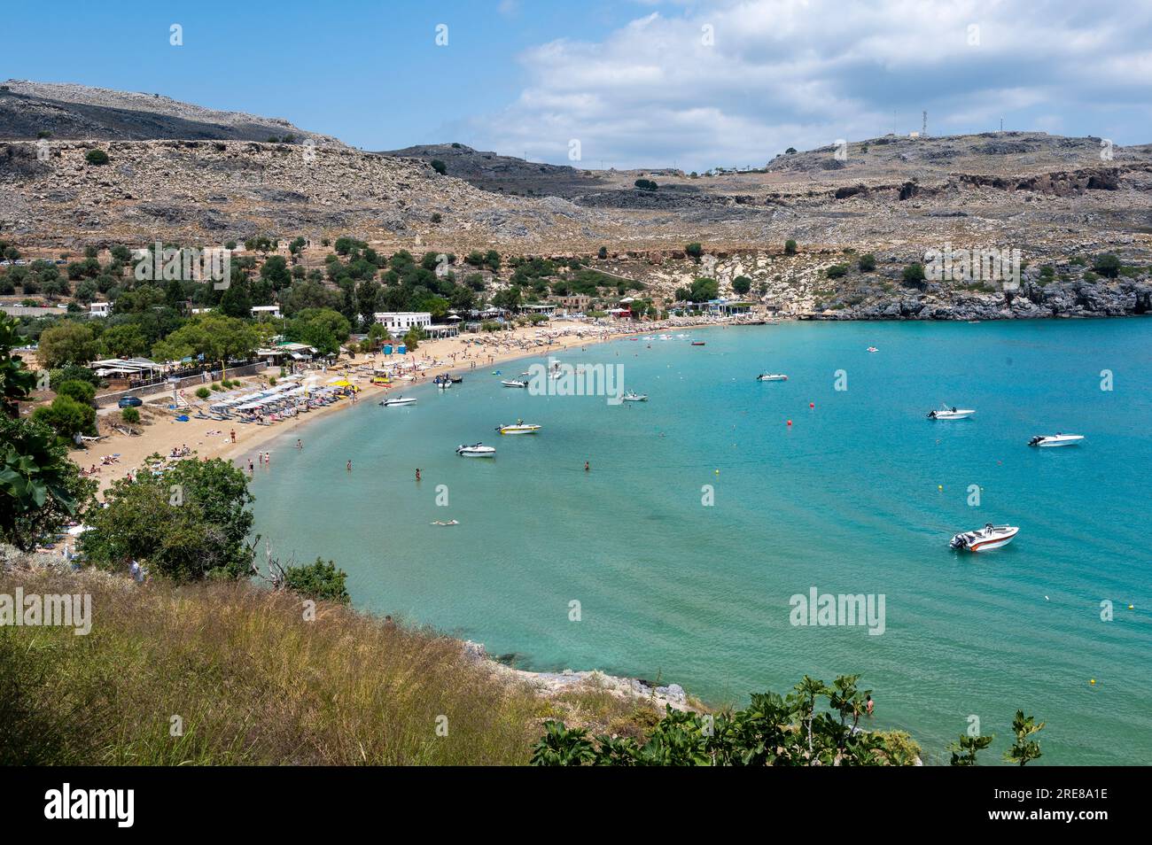 The Fishing village of Lindos on the Greek Island of Rhodes Stock Photo ...