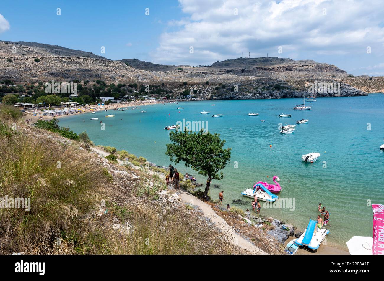 The Fishing village of Lindos on the Greek Island of Rhodes Stock Photo ...