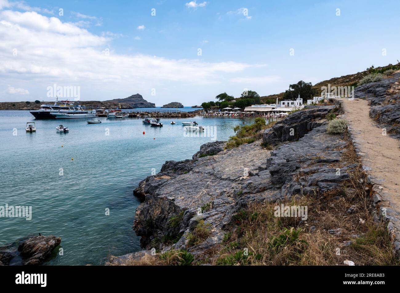 The Fishing village of Lindos on the Greek Island of Rhodes Stock Photo ...