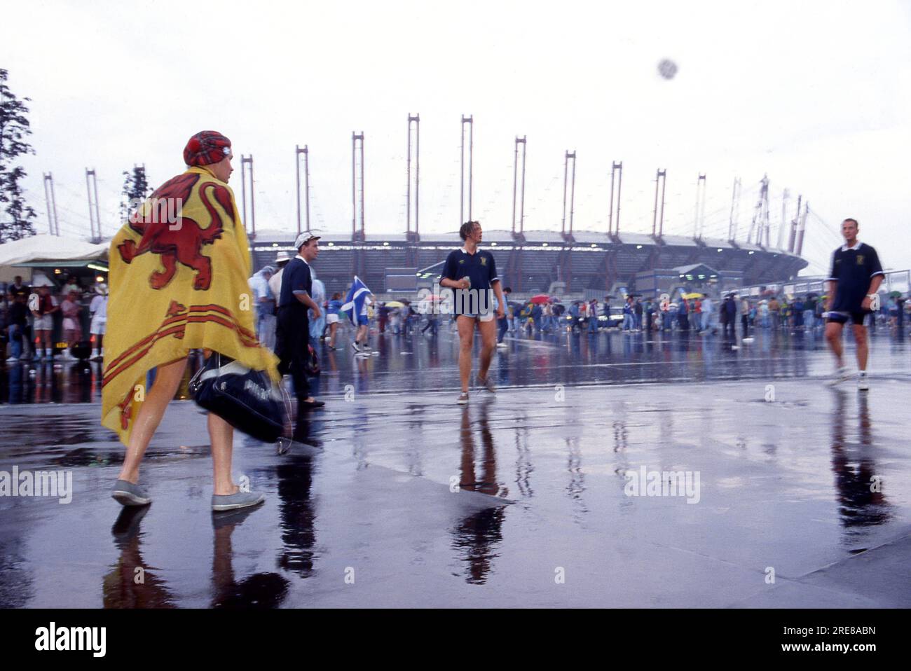 Torino, Italy - July 1990: FIFA World Cup. Scottish supporters playing ...