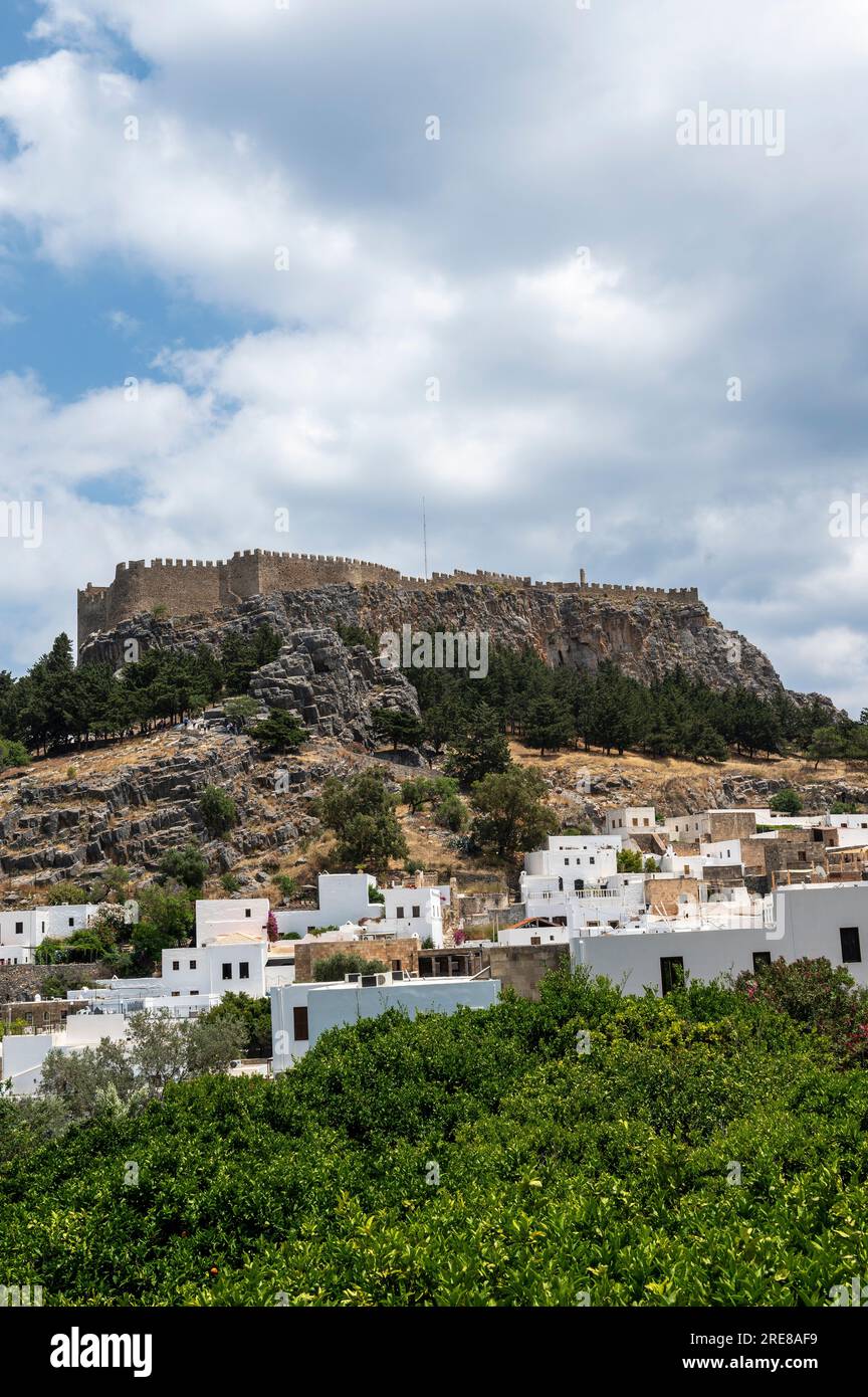 Lindos Acropolis above Lindos Rhodes Stock Photo - Alamy