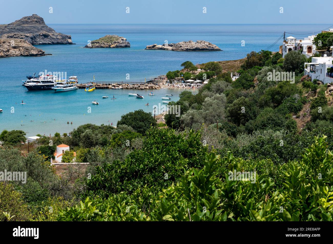 The Fishing village of Lindos on the Greek Island of Rhodes Stock Photo ...
