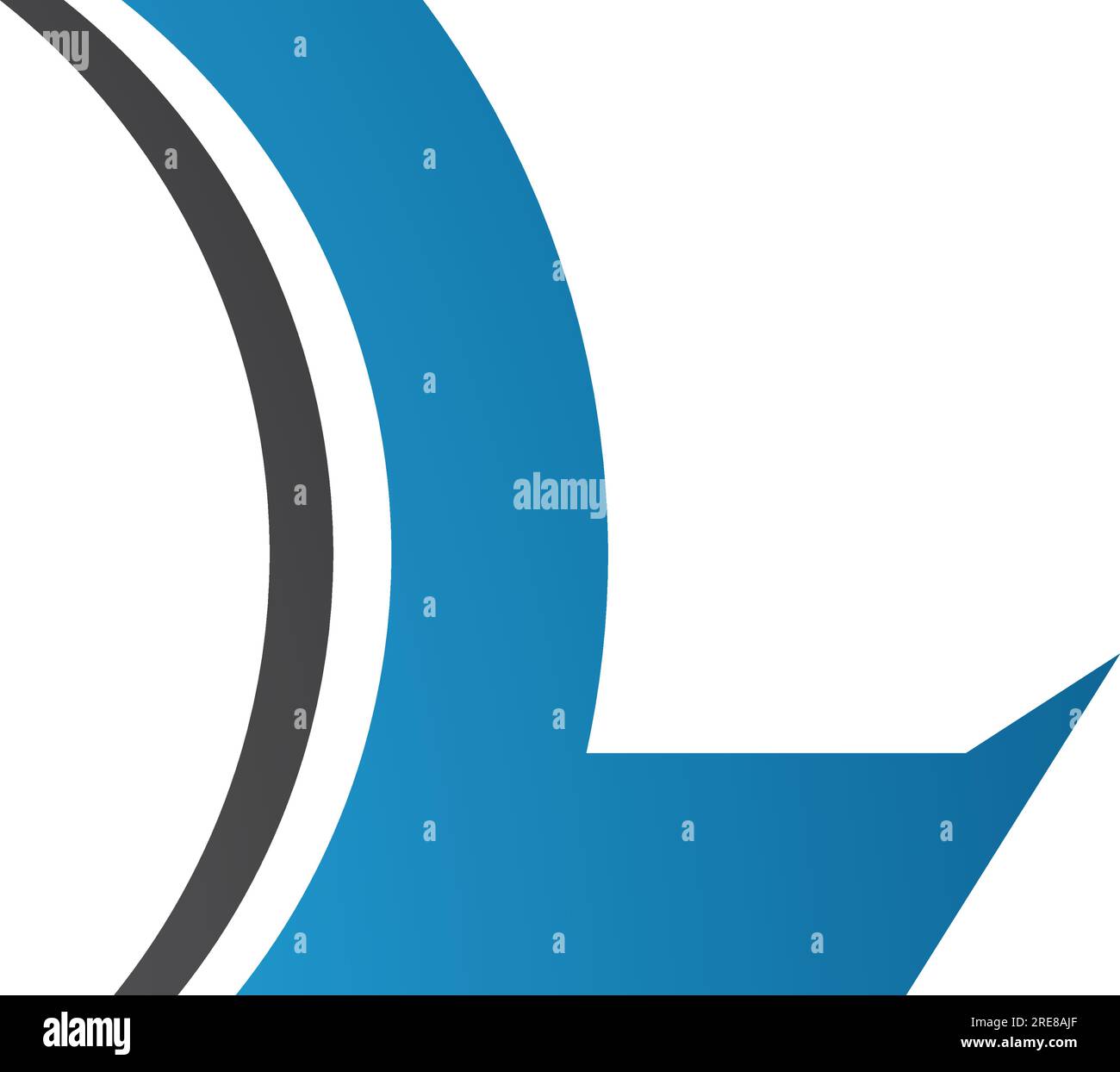 Blue and Black Concave Lens Shaped Letter L Icon on a White Background ...