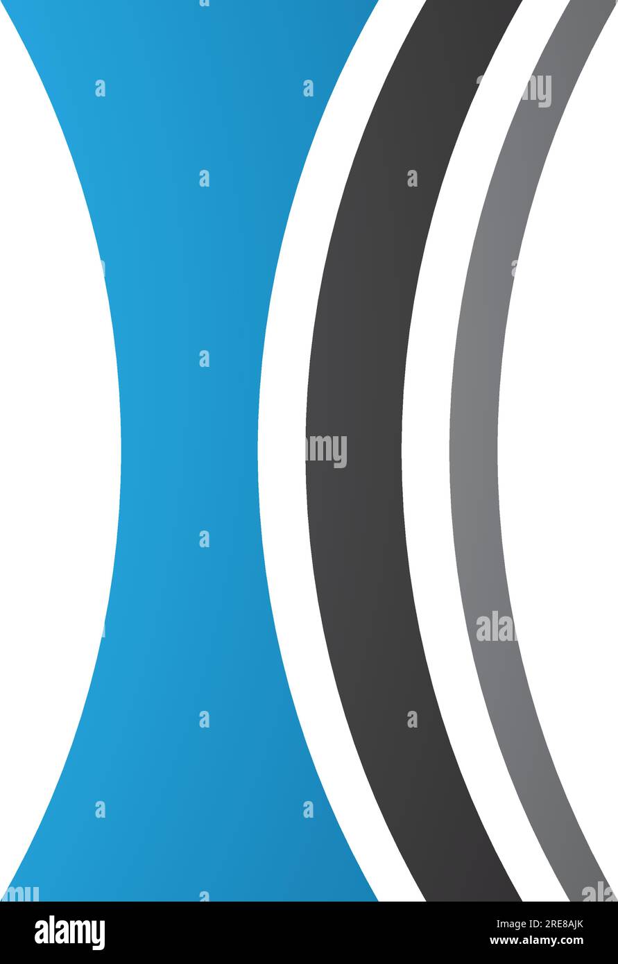 Blue and Black Concave Lens Shaped Letter I Icon on a White Background ...