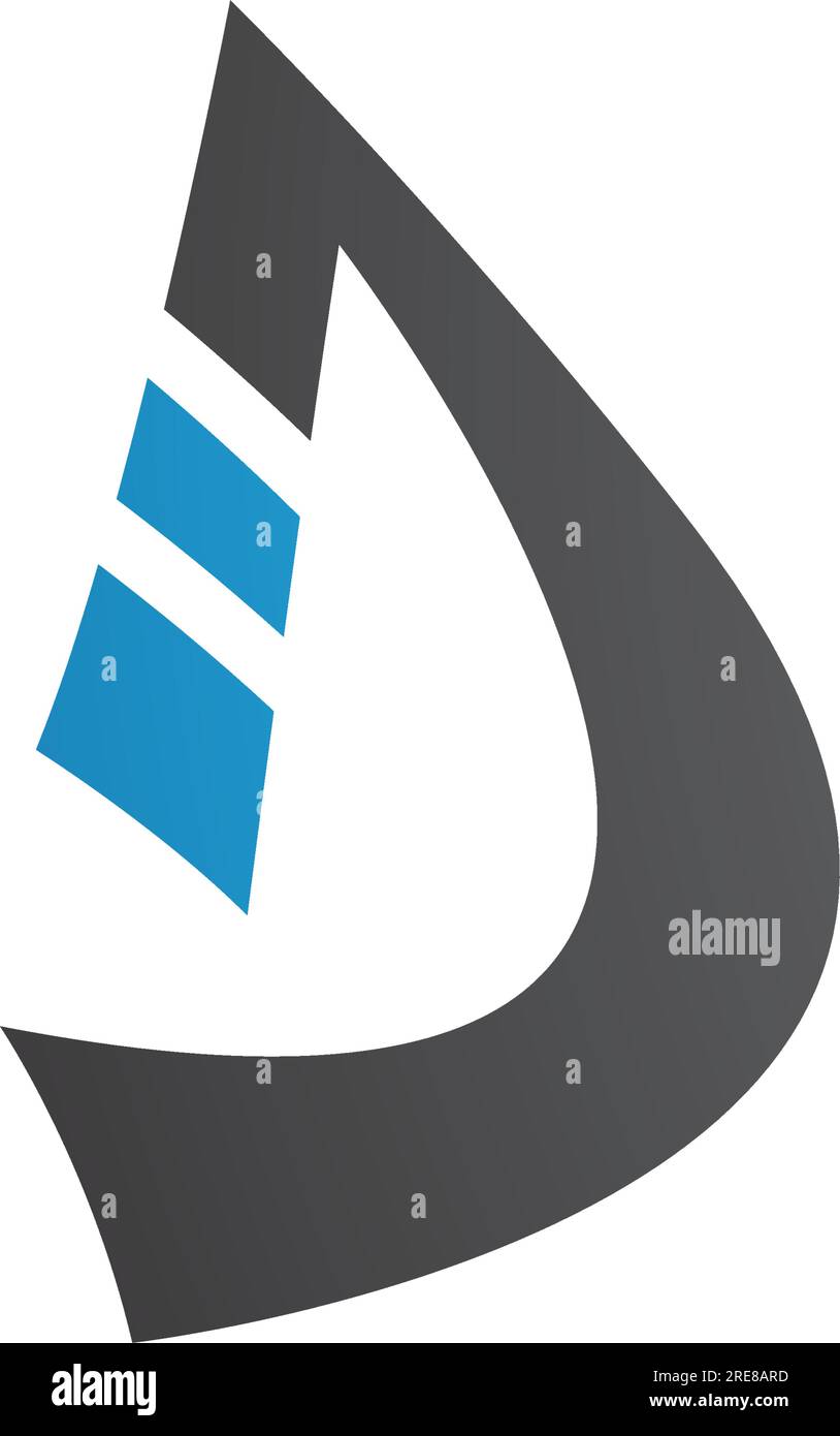 Blue and Black Curved Strip Shaped Letter D Icon on a White Background ...