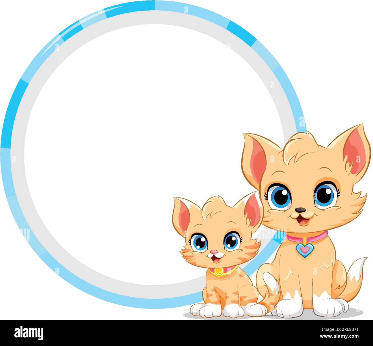 Round Frame with Cute Cat illustration Stock Vector Image & Art - Alamy