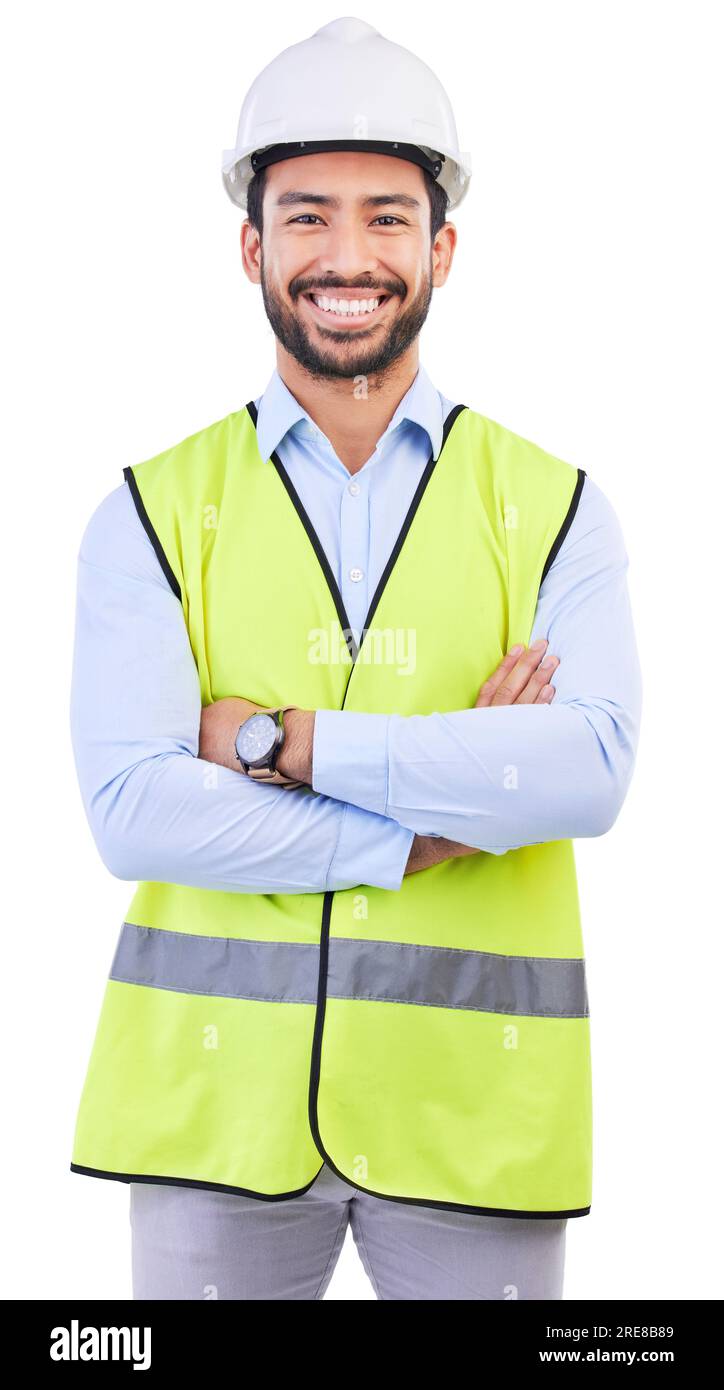 Architect portrait, arms crossed and happy man for building development ...