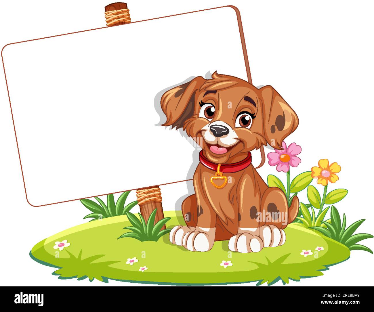 A vector cartoon illustration of a dog character in an outdoor ...