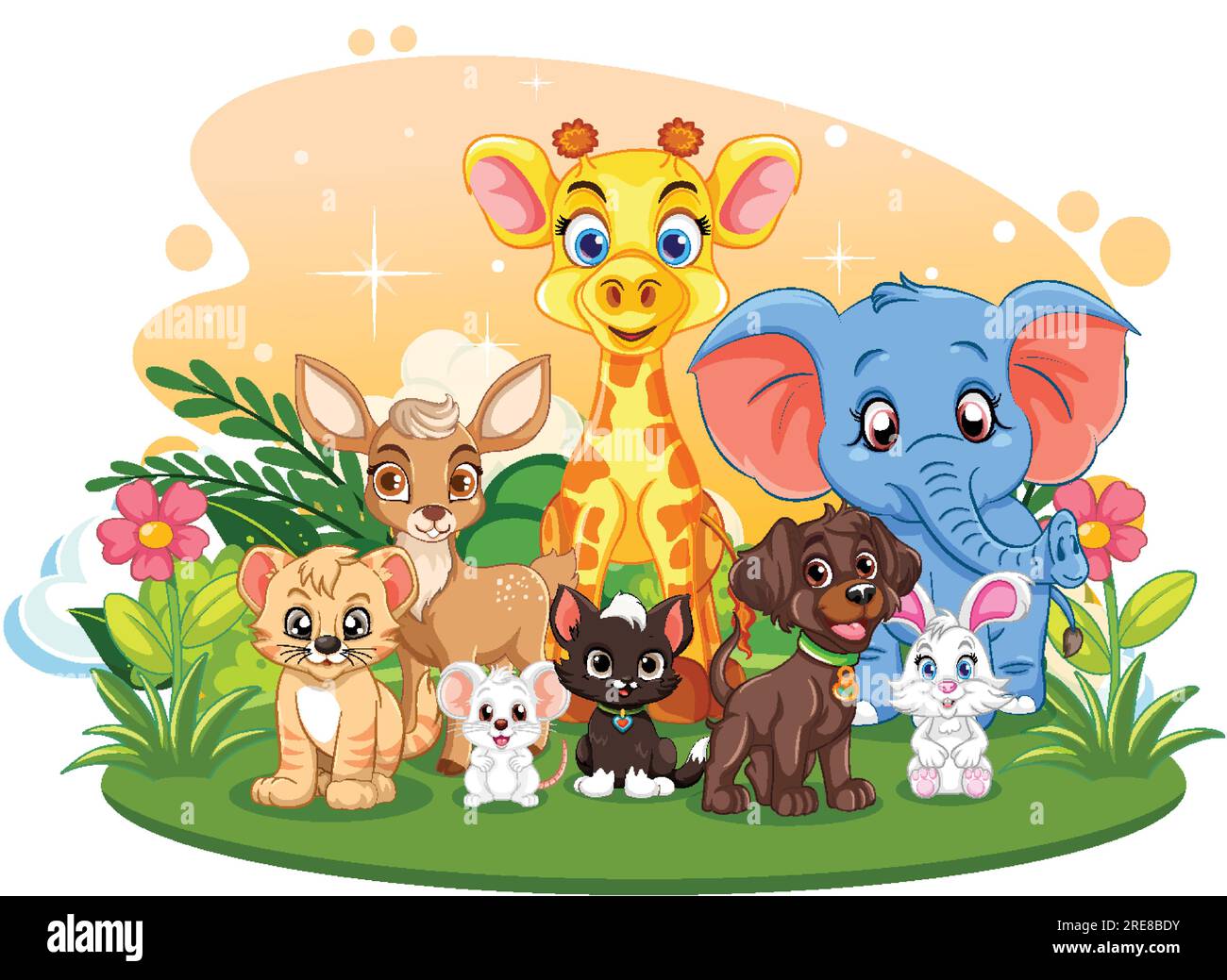 Cute Wild Animals Group illustration Stock Vector Image & Art - Alamy