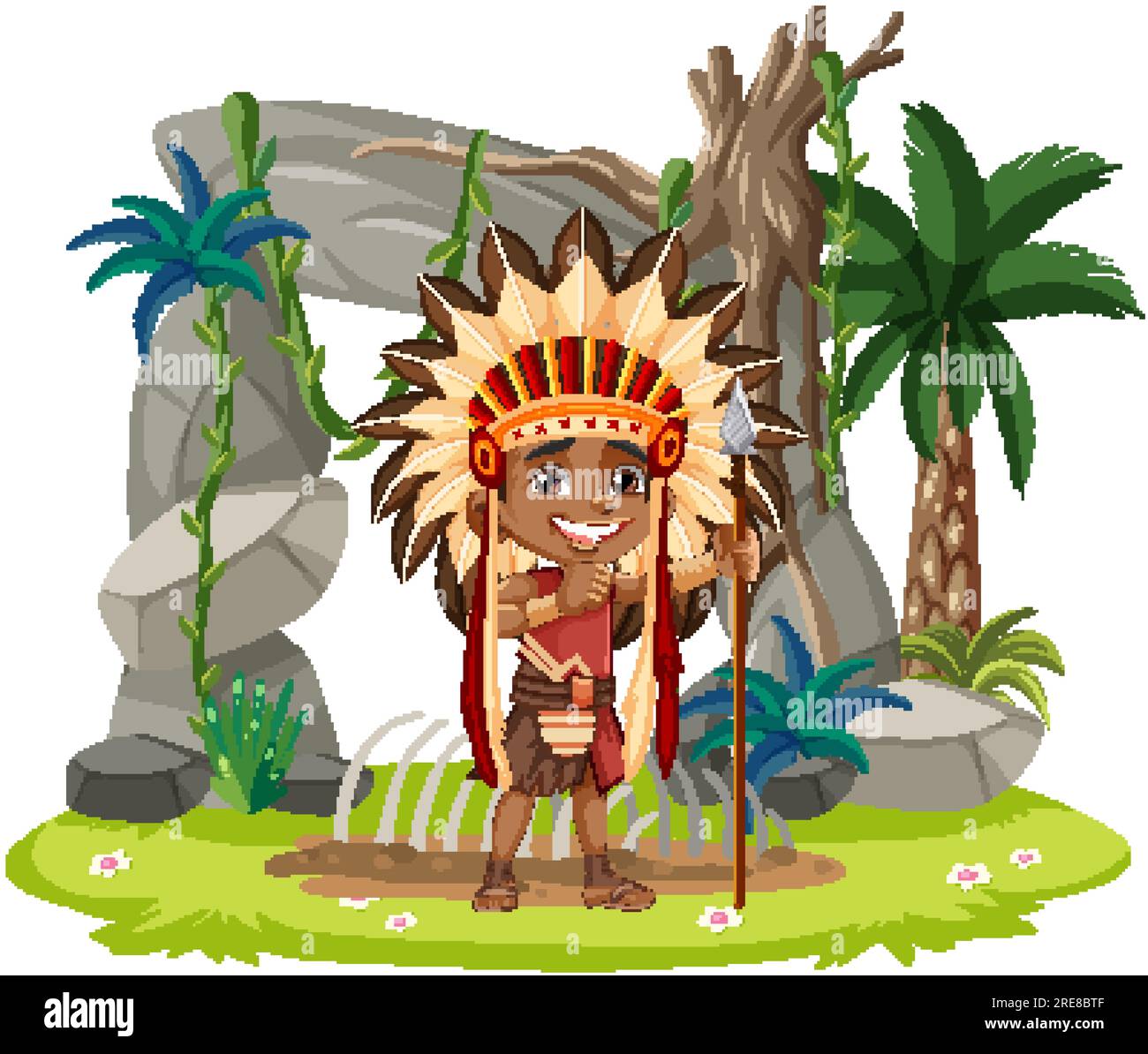 A vector cartoon illustration of Native American indigenous people ...