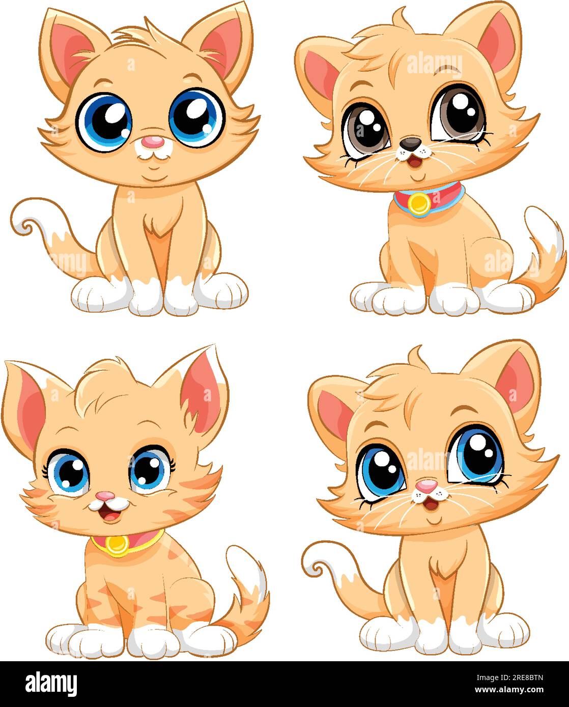 Cute Kittens Cartoon Characters Collection illustration Stock Vector ...
