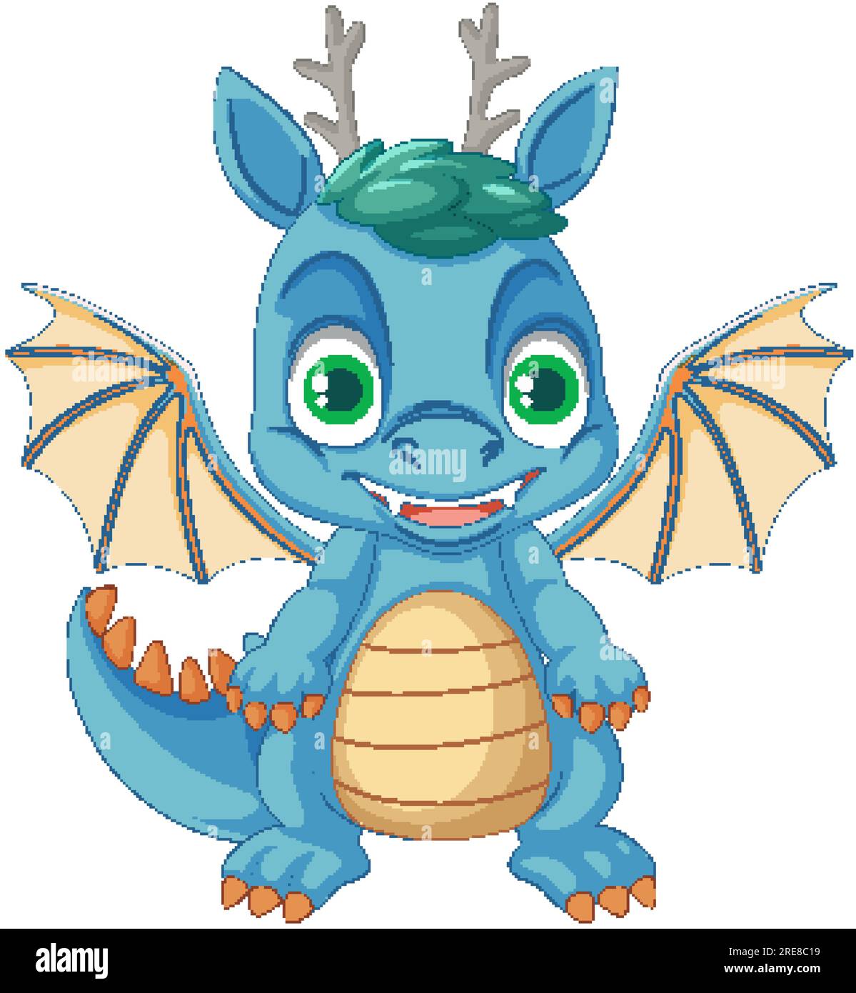 Happy blue cartoon dragon smiling illustration Stock Vector Image & Art ...