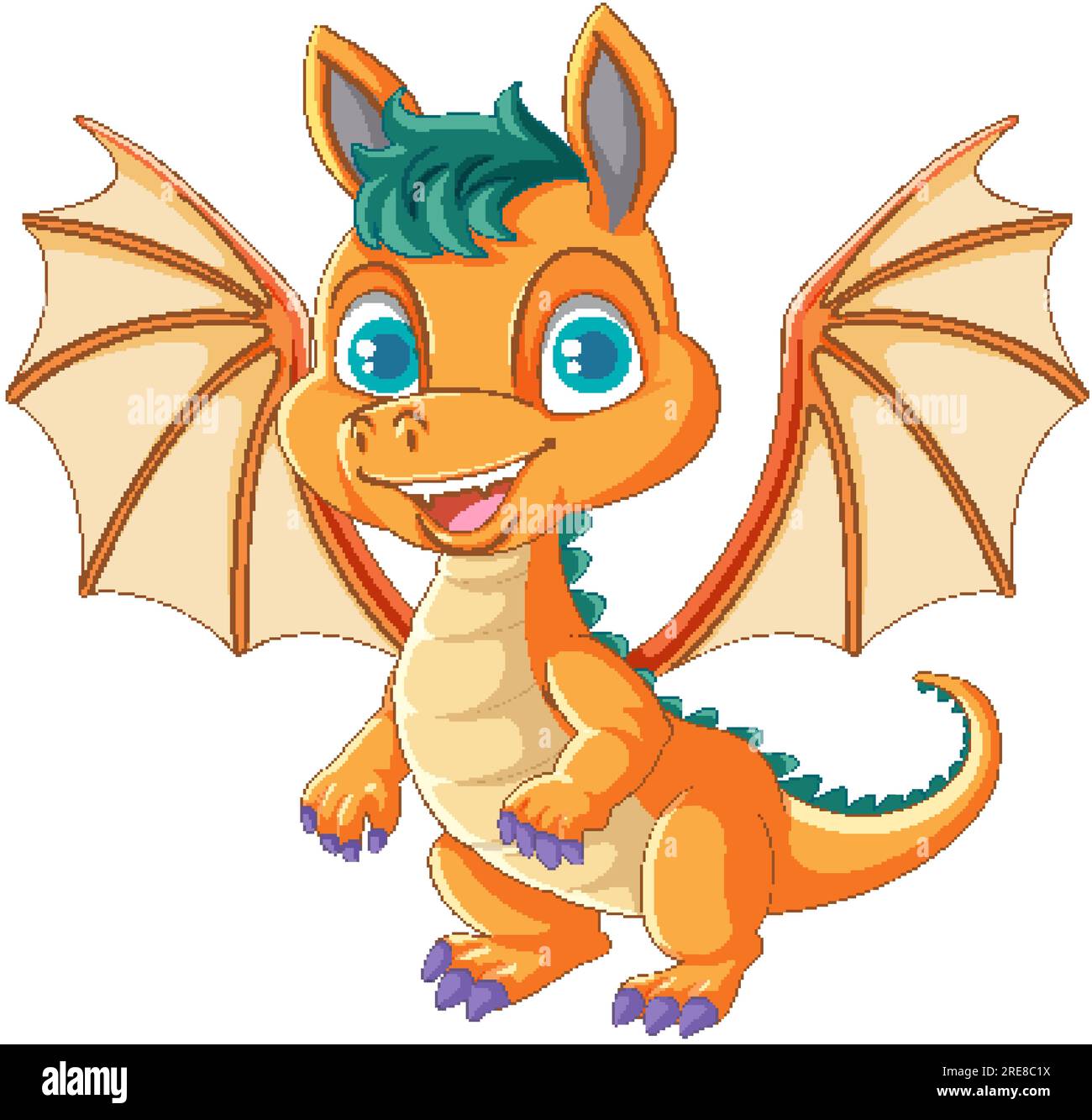 Happy orange cartoon dragon smiling illustration Stock Vector Image ...