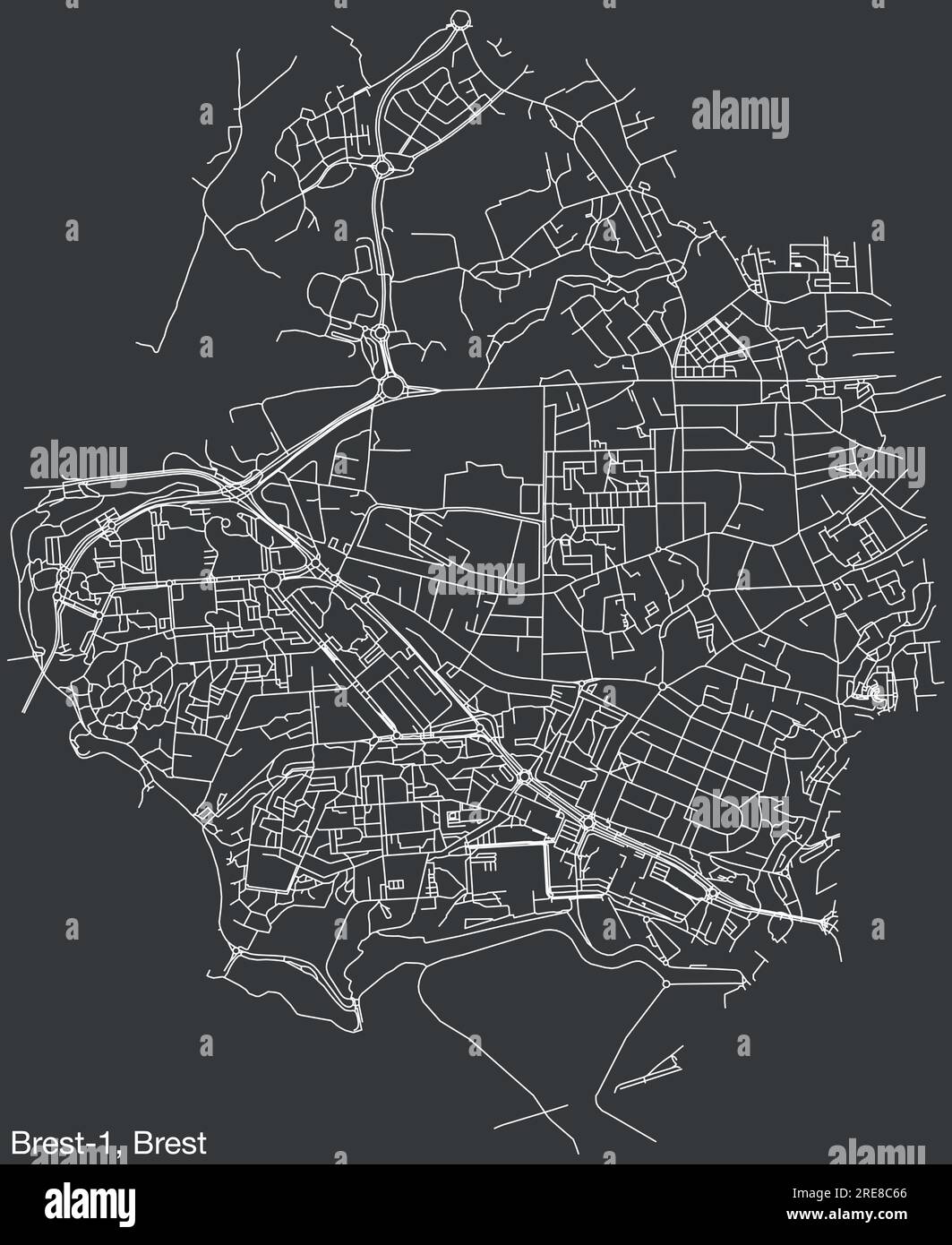 Street roads map of the BREST-1 CANTON, BREST Stock Vector Image & Art ...