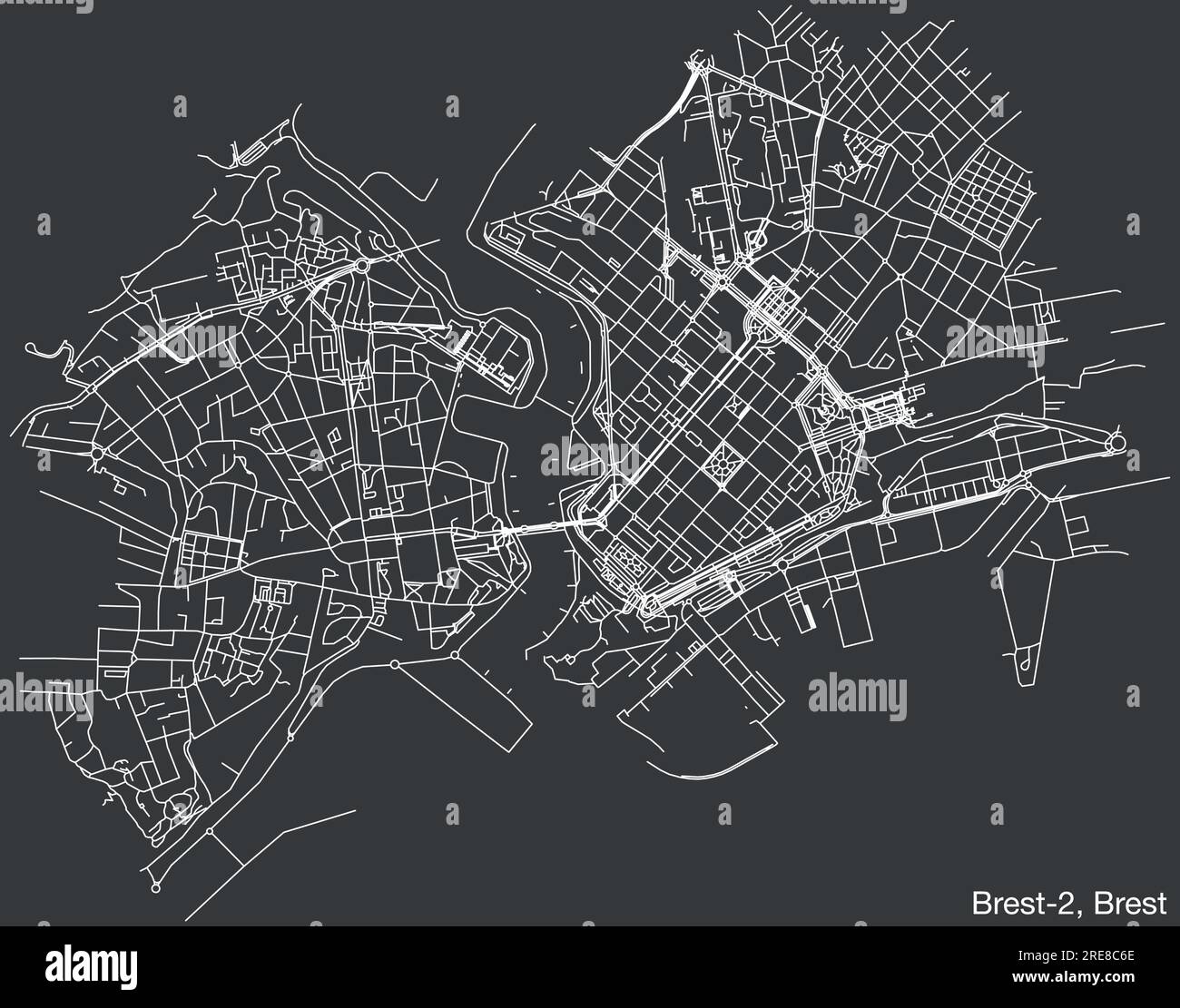 Street roads map of the BREST-2 CANTON, BREST Stock Vector Image & Art ...
