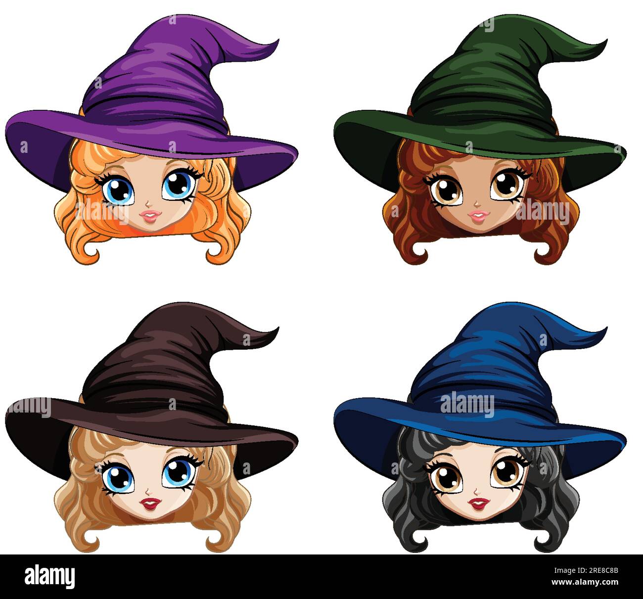 Cartoon witch wearing a big hat illustration Stock Vector Image & Art ...