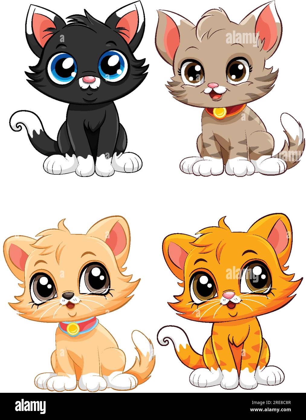 Cute Kittens Cartoon Characters Collection illustration Stock Vector ...