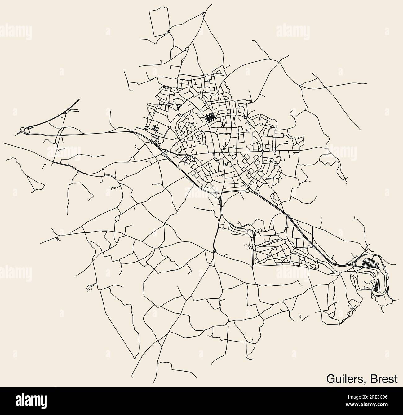 Brest vector outline map hi-res stock photography and images - Alamy