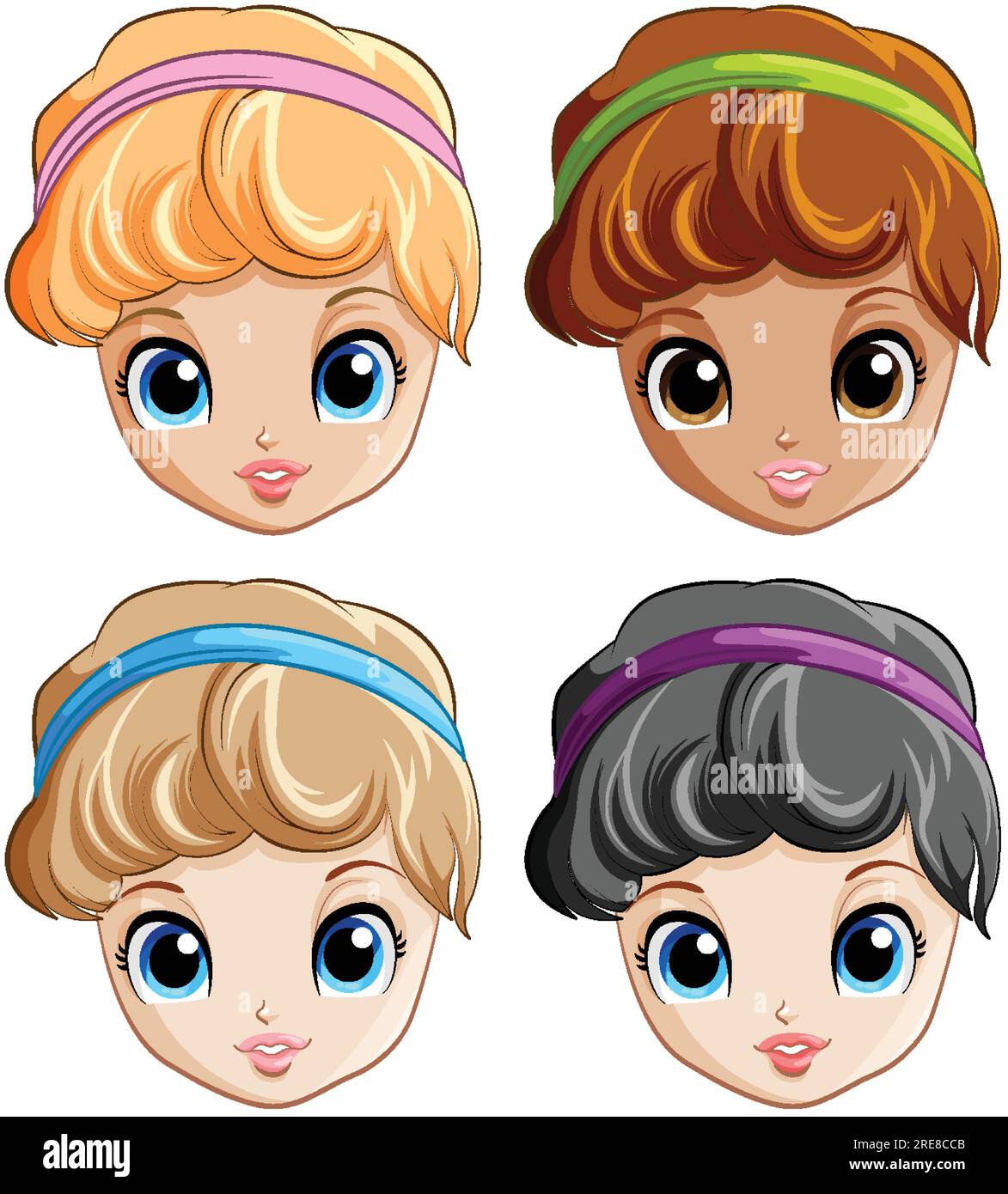 Set of simple girl cartoon illustration Stock Vector Image & Art - Alamy