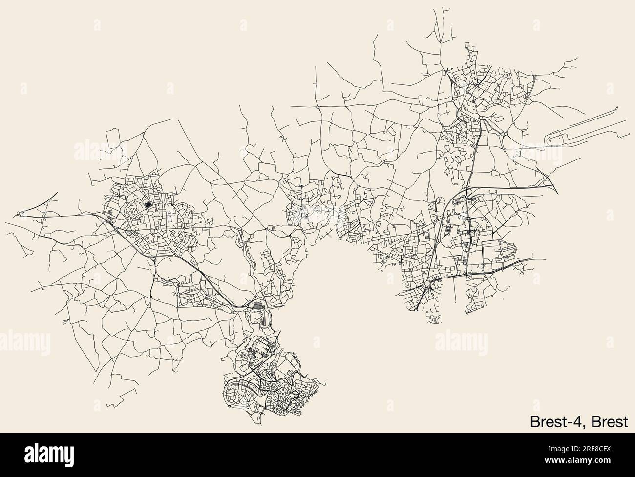 Street roads map of the BREST-4 CANTON, BREST Stock Vector Image & Art ...