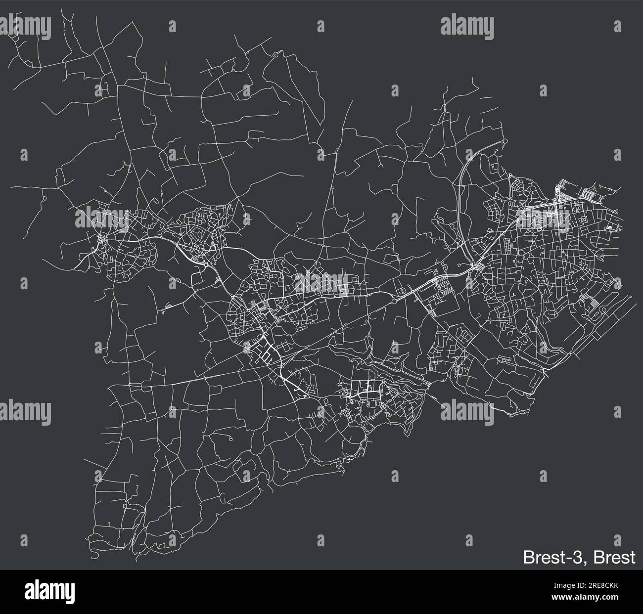 Street roads map of the BREST-3 CANTON, BREST Stock Vector Image & Art ...