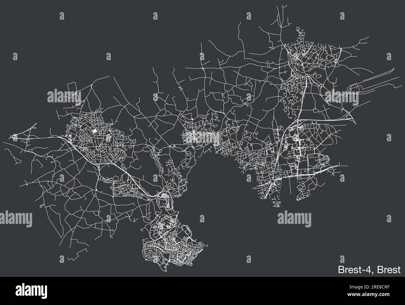 Street roads map of the BREST-4 CANTON, BREST Stock Vector Image & Art ...