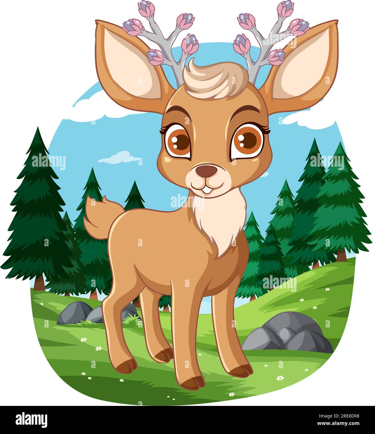 Deer cartoon in outdoor Cut Out Stock Images & Pictures - Alamy