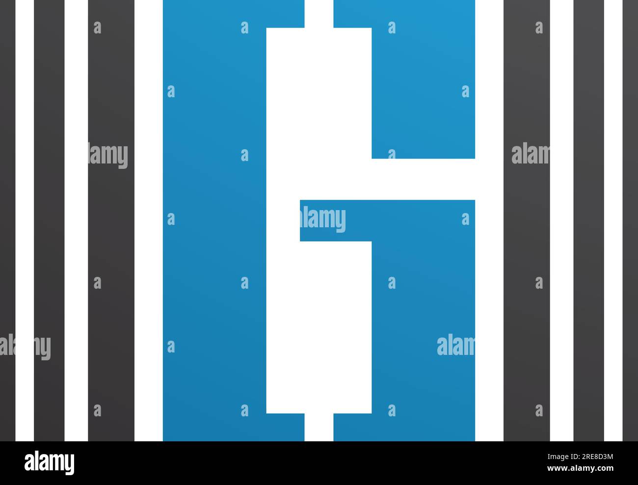 Blue and Black Letter G Icon with Vertical Stripes on a White ...
