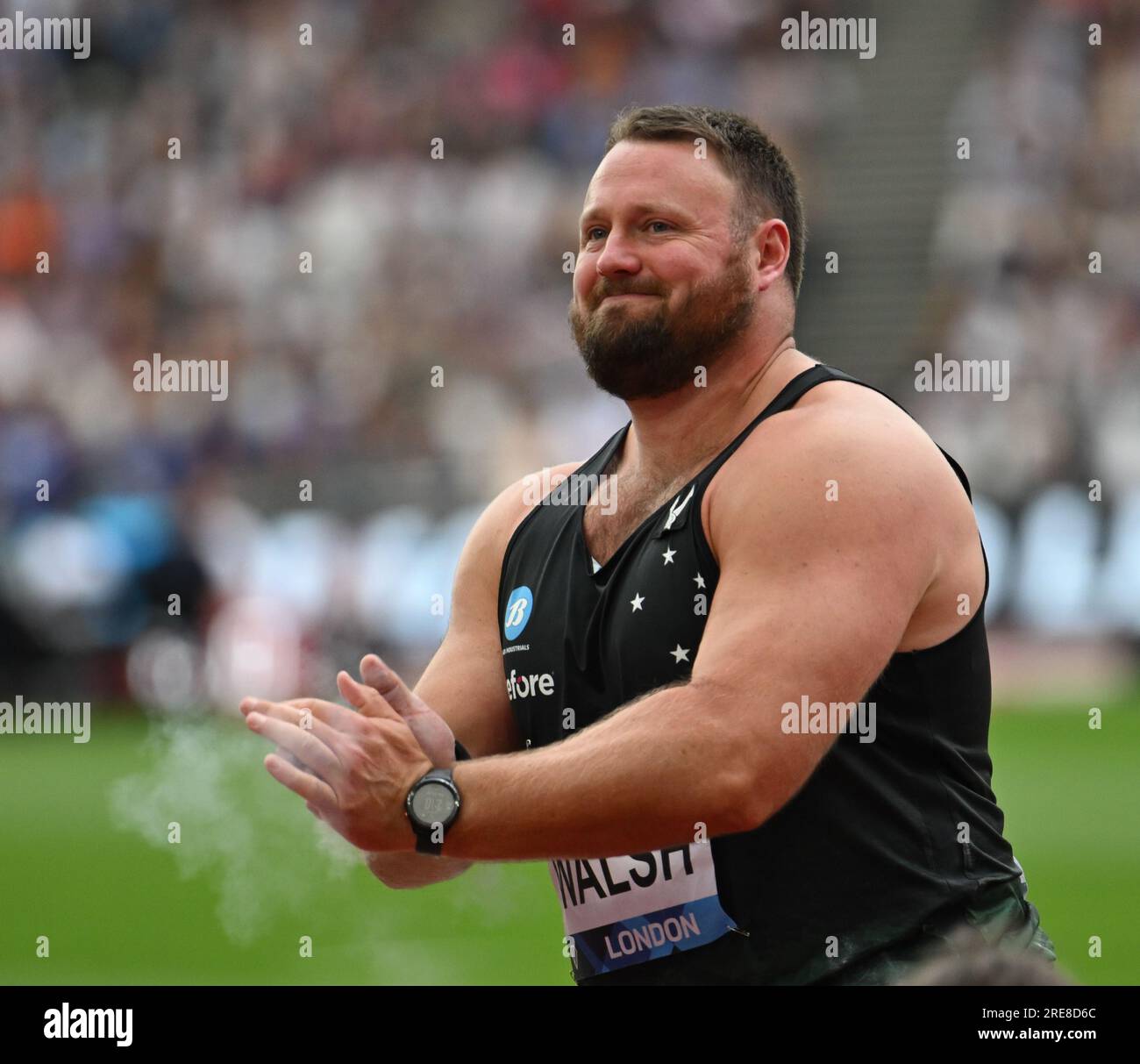 London, England. 23 July, 2023. Tom Walsh of New Zealand during the men’s Shot Put at the London ...