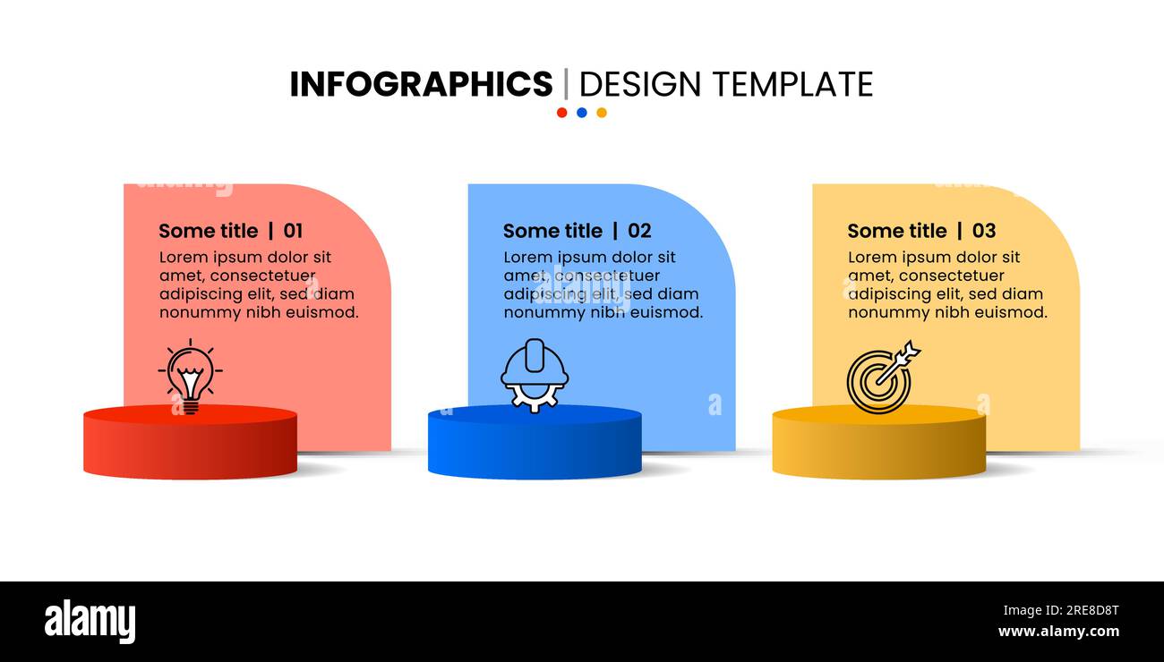 Infographic template with icons and 3 options or steps. 3d columns. Can be used for workflow ...