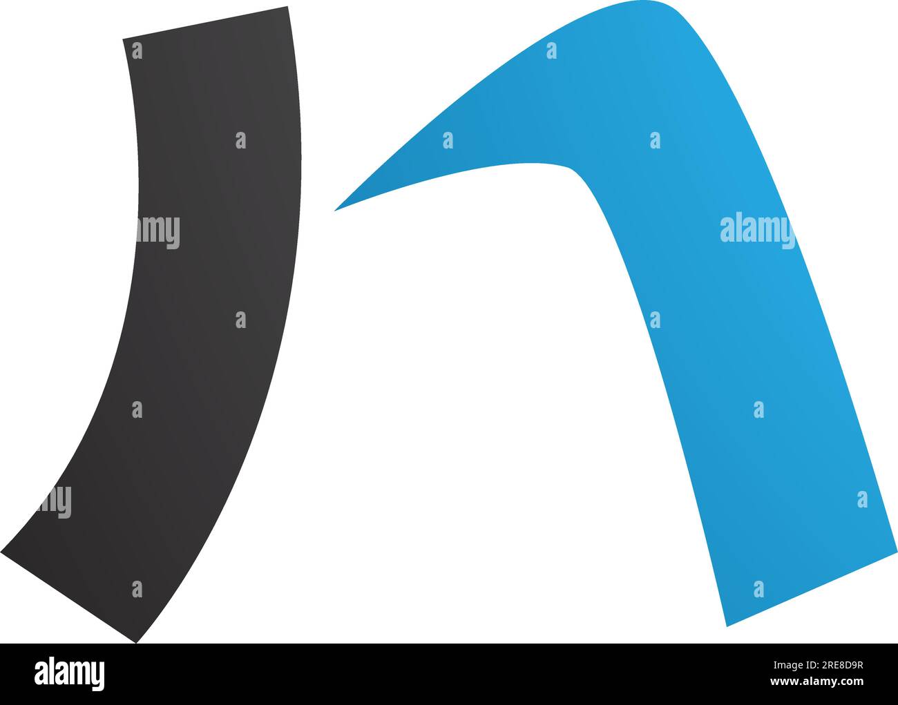 Blue and Black Letter N Icon with a Curved Rectangle on a White ...