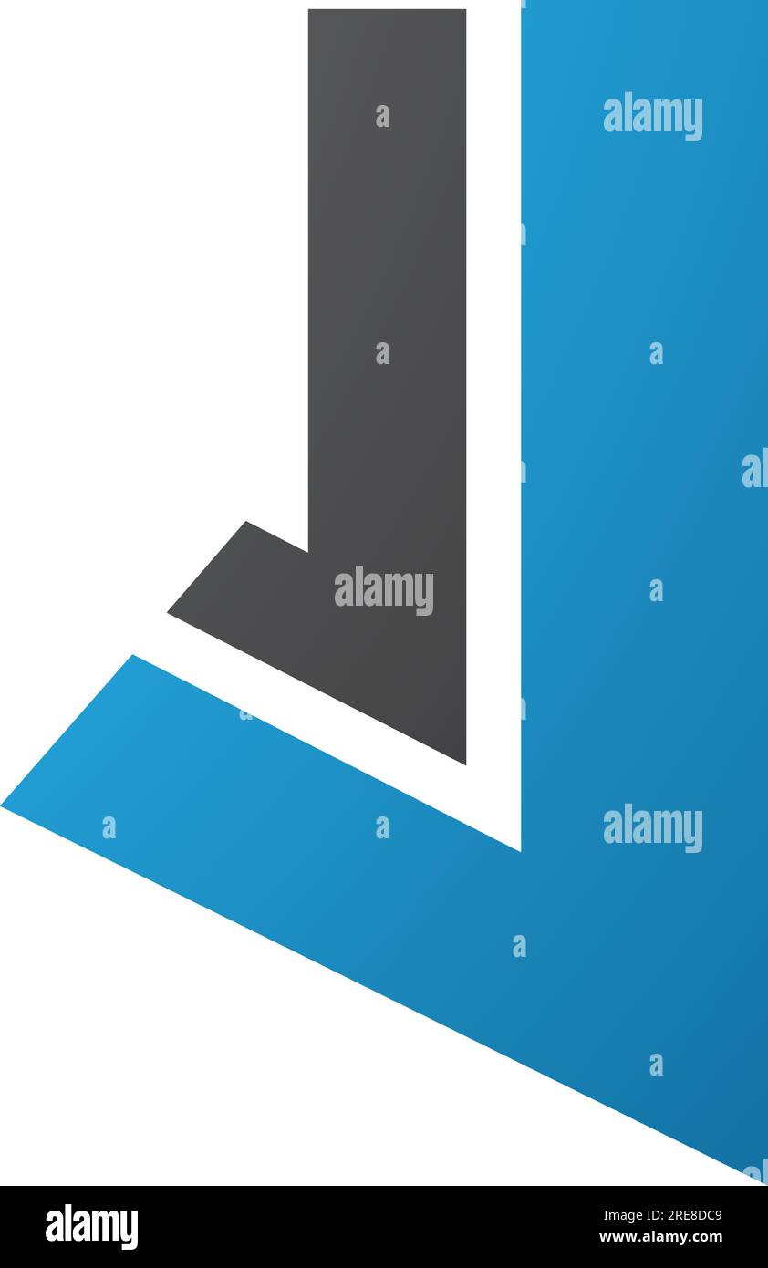 Blue and Black Letter J Icon with Straight Lines on a White Background ...