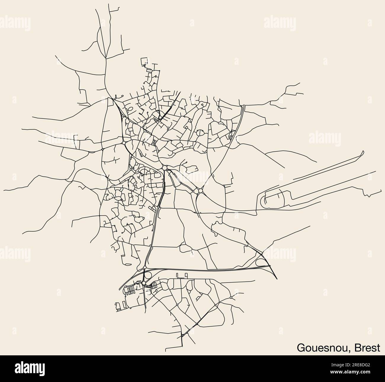 Street roads map of the GOUESNOU COMUNE, BREST Stock Vector Image & Art ...