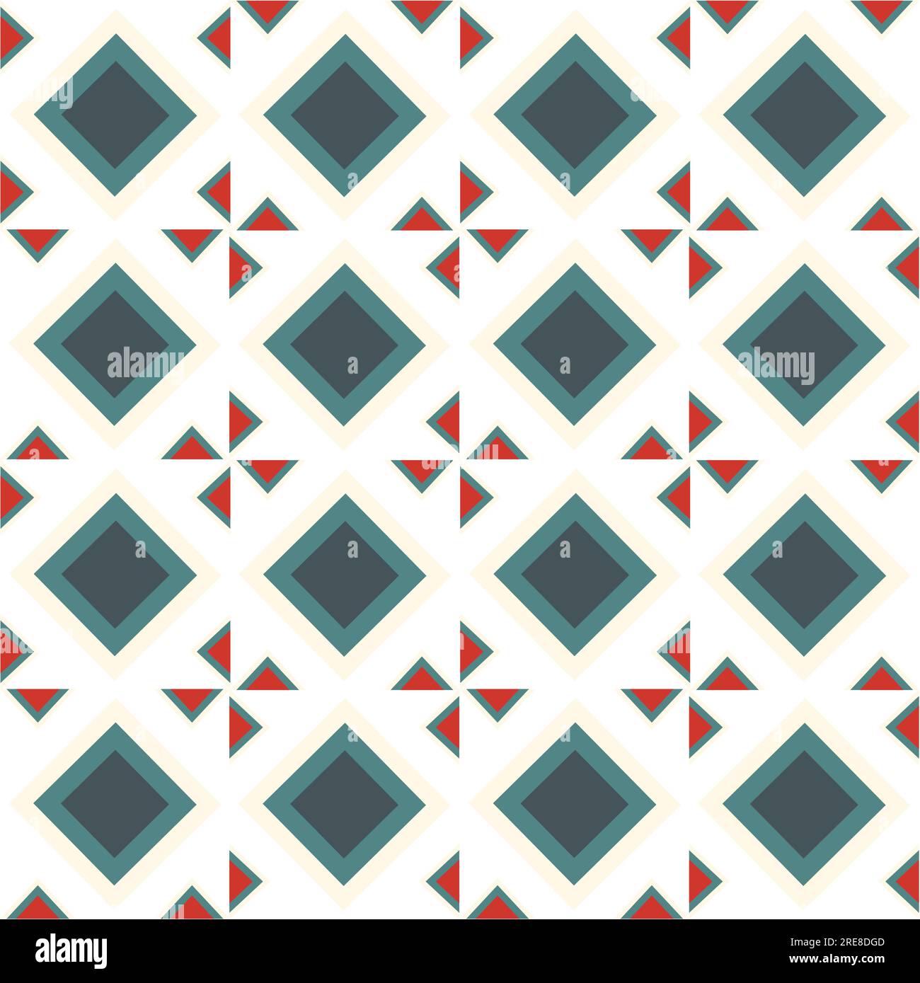 vector tile geometric seamless pattern red and green colours. rhombus ...