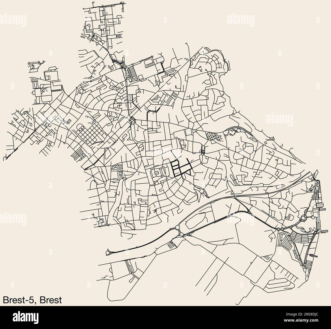Street roads map of the BREST-5 CANTON, BREST Stock Vector Image & Art ...