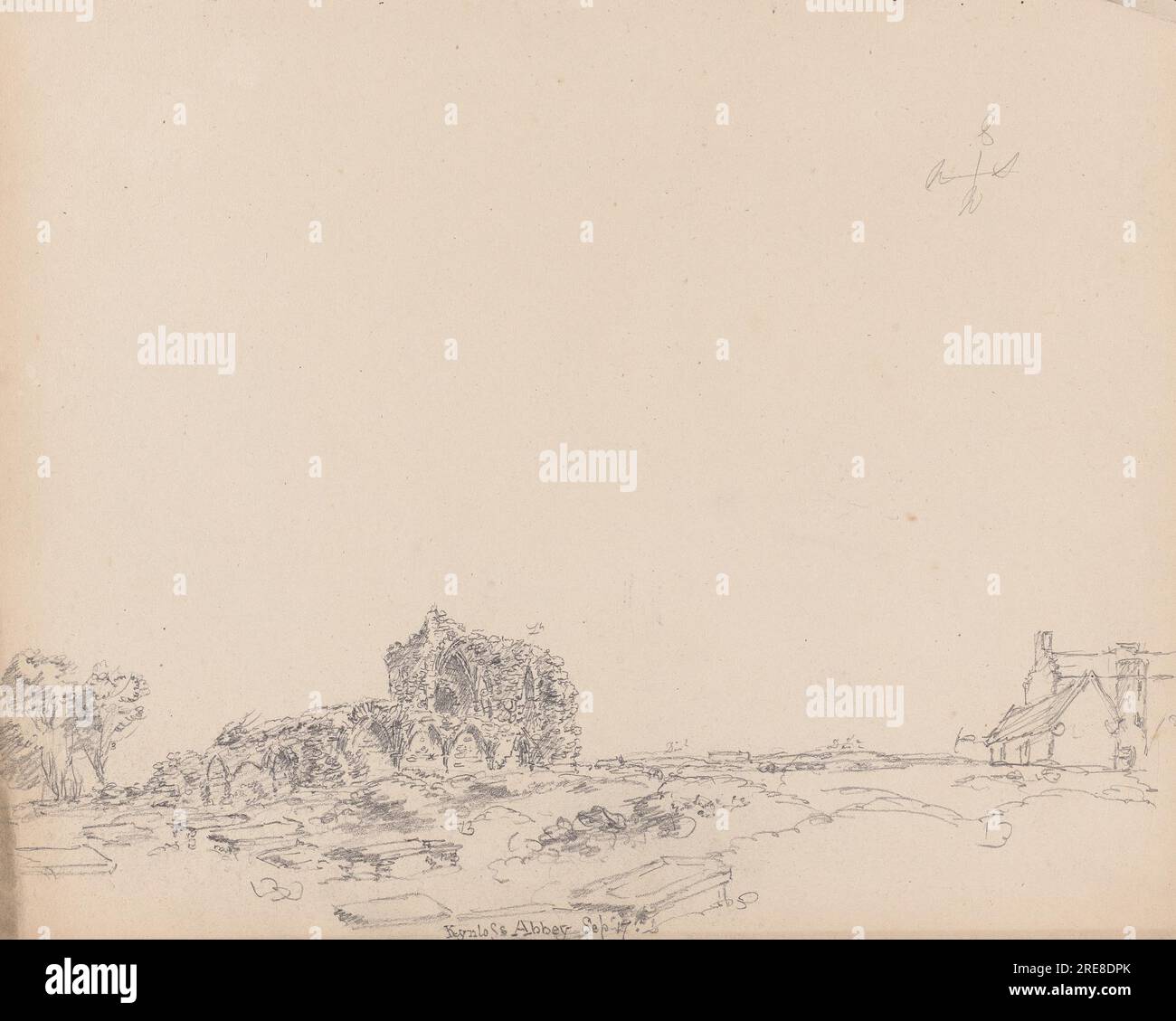 Kinloss Abbey, Scotland 1792 by James Moore Stock Photo - Alamy