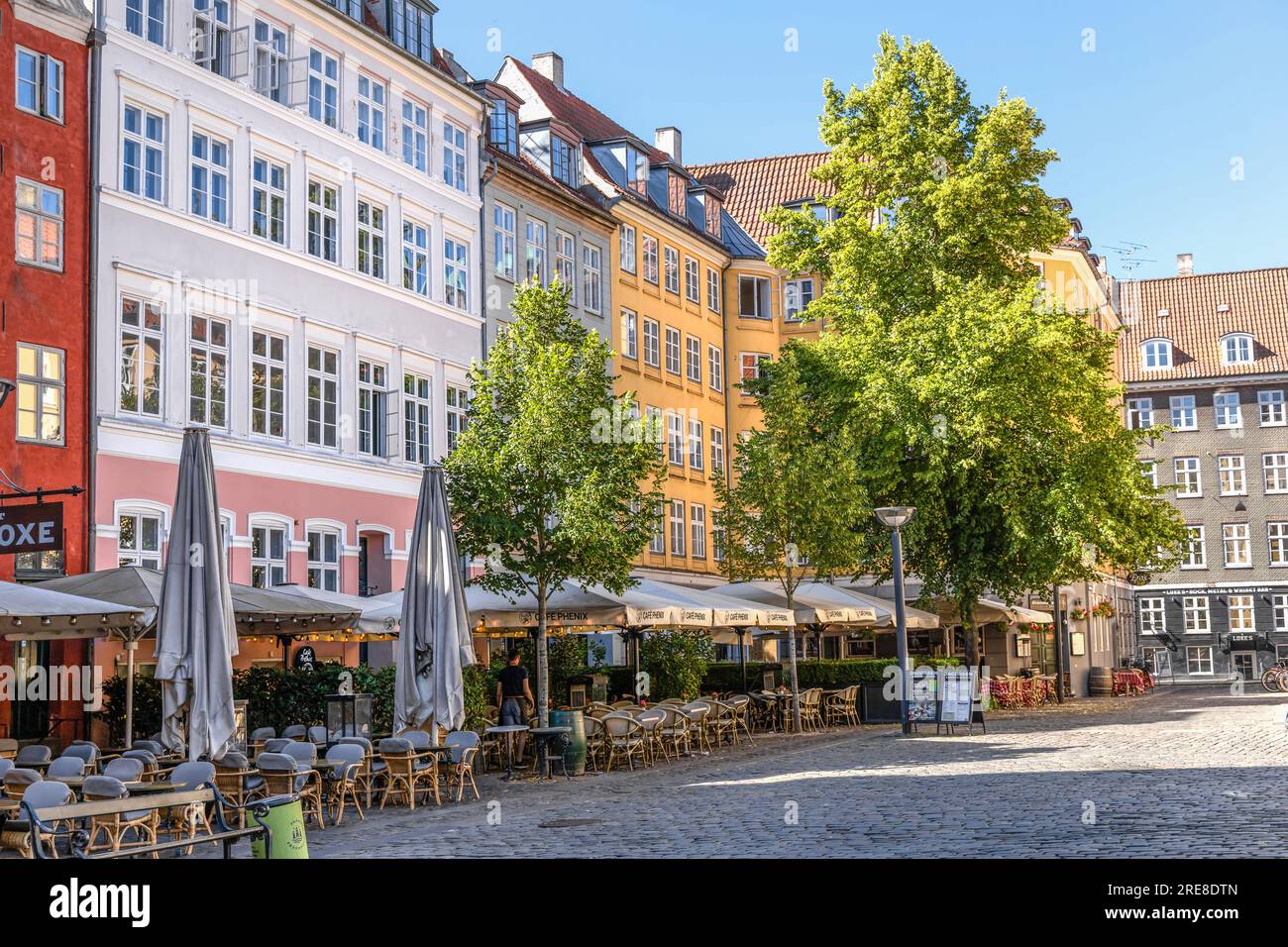 Cozy summer cafe restaurant on the street of the city of Copenhagen ...