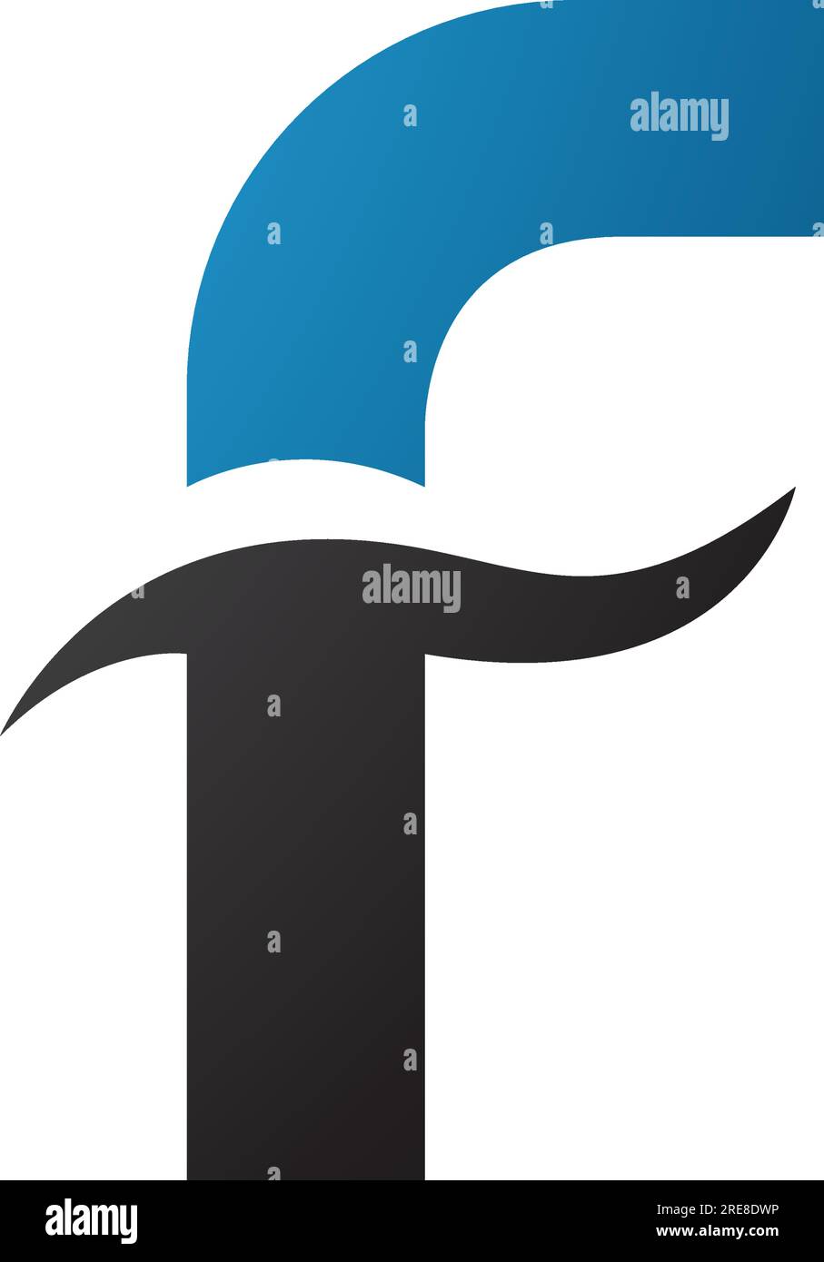 Blue and Black Letter F Icon with Spiky Waves on a White Background ...