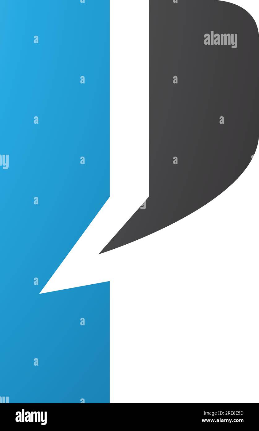 Blue and Black Letter P Icon with a Bold Rectangle on a White ...