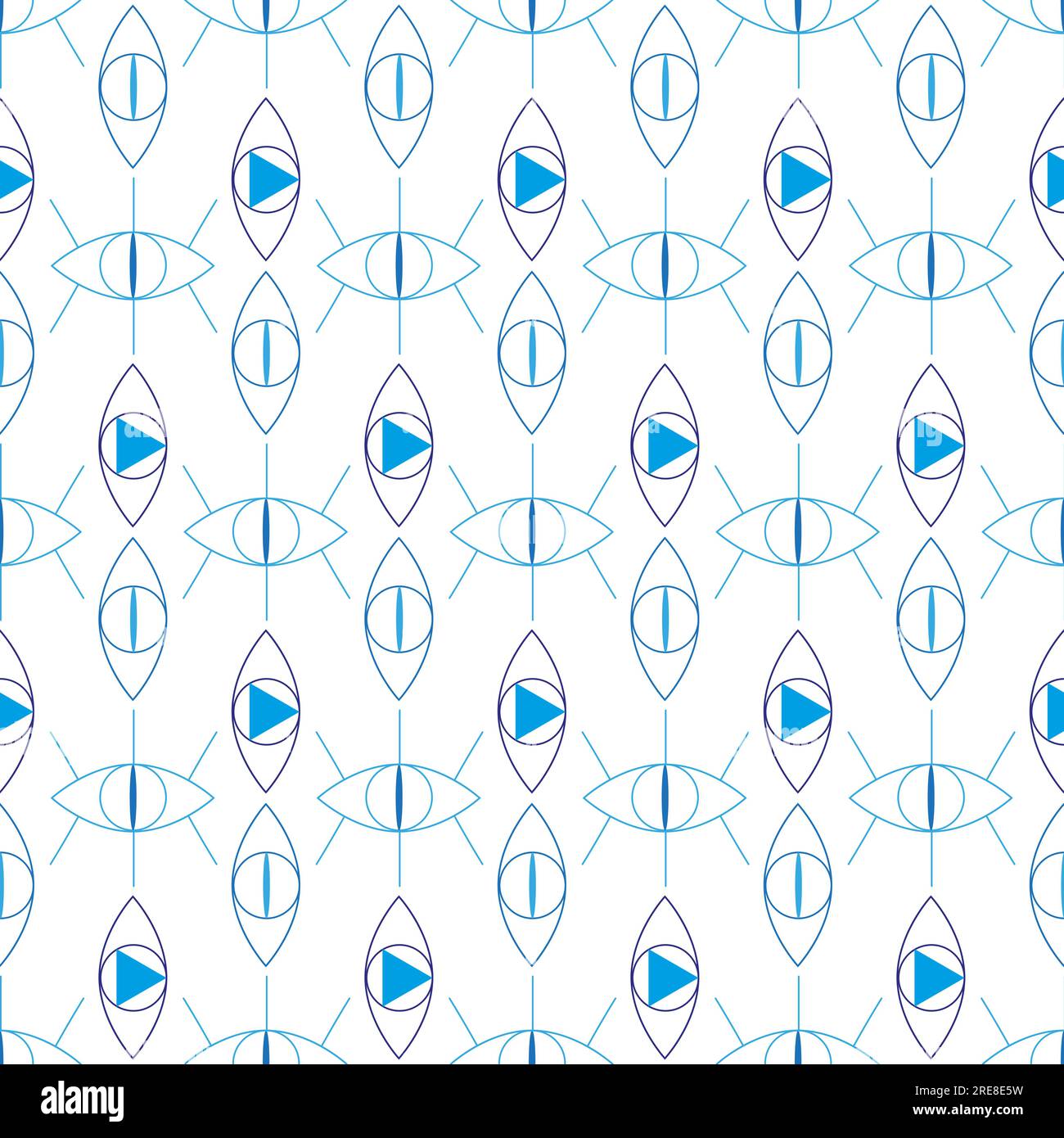 seamless pattern geometry eyes geometry linear illustration blue red ...