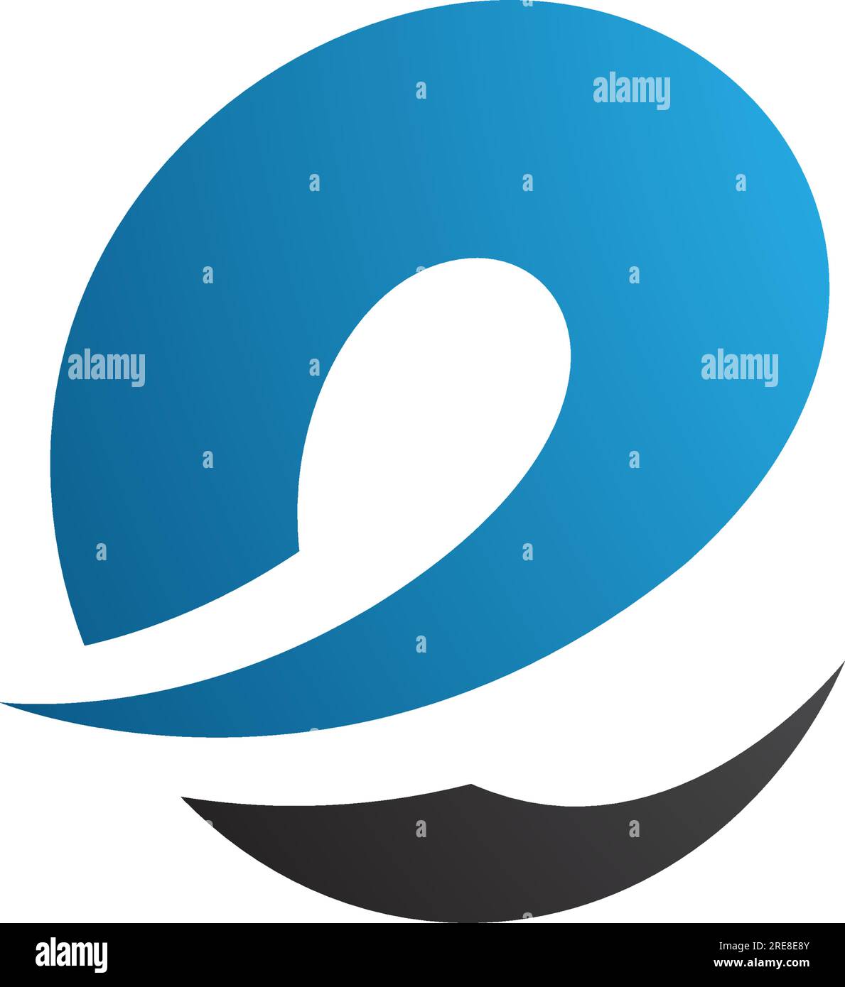 Blue and Black Lowercase Letter E Icon with Soft Spiky Curves on a ...