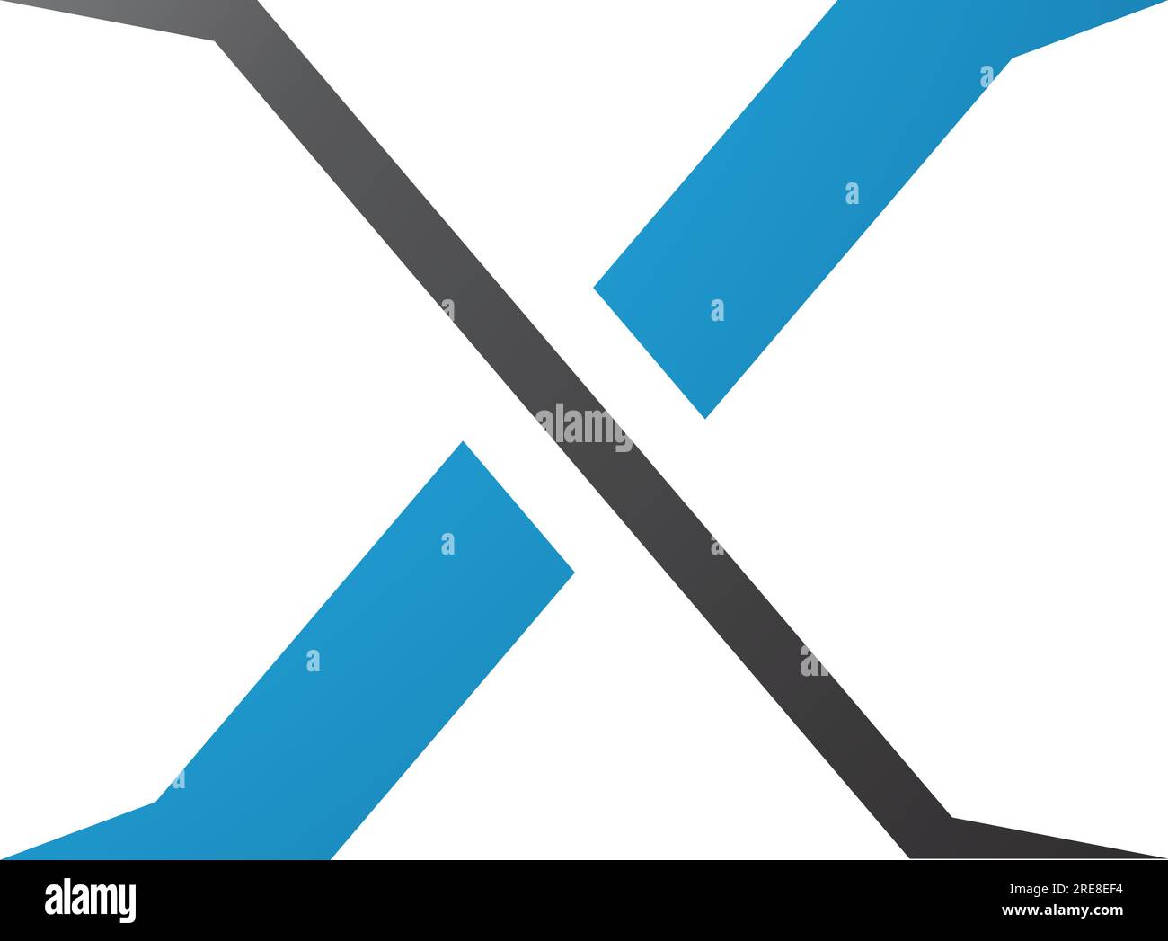 Blue and Black Pointy Tipped Letter X Icon on a White Background Stock ...