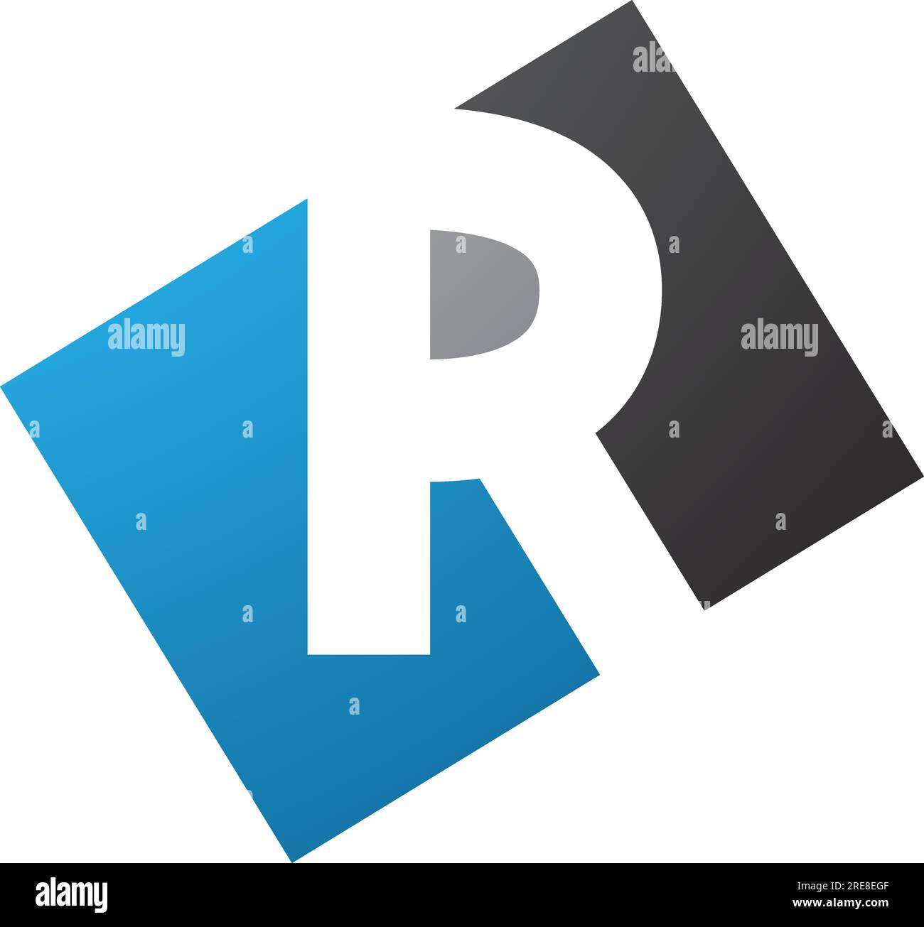 Blue and Black Rectangle Shaped Letter R Icon on a White Background ...