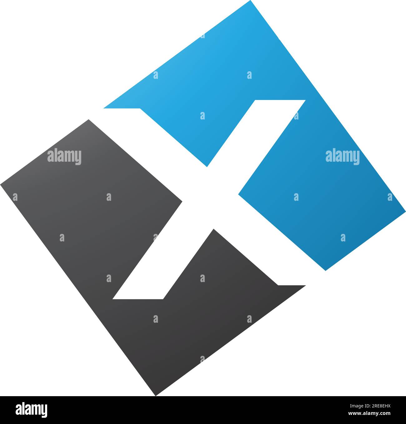 Blue and Black Rectangle Shaped Letter X Icon on a White Background ...