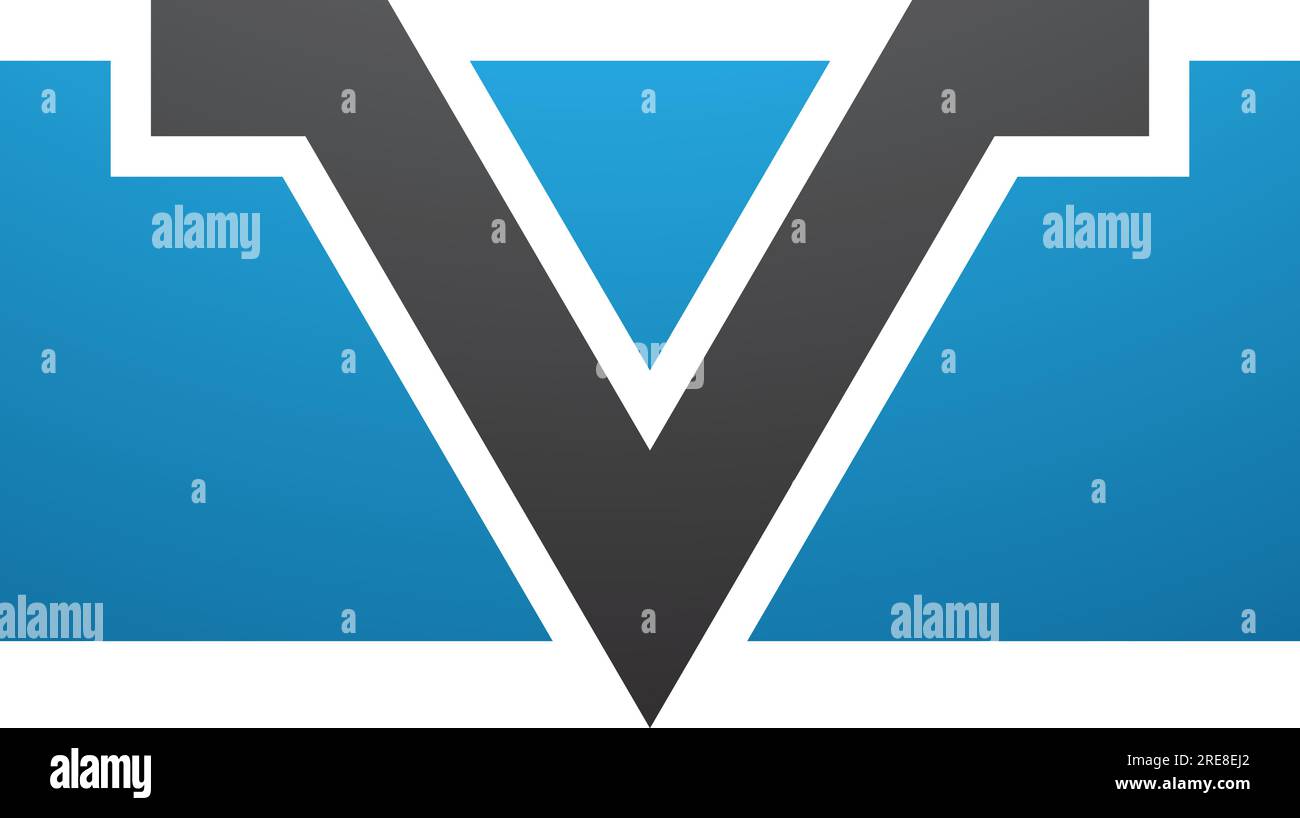 Blue and Black Rectangle Shaped Letter V Icon on a White Background ...