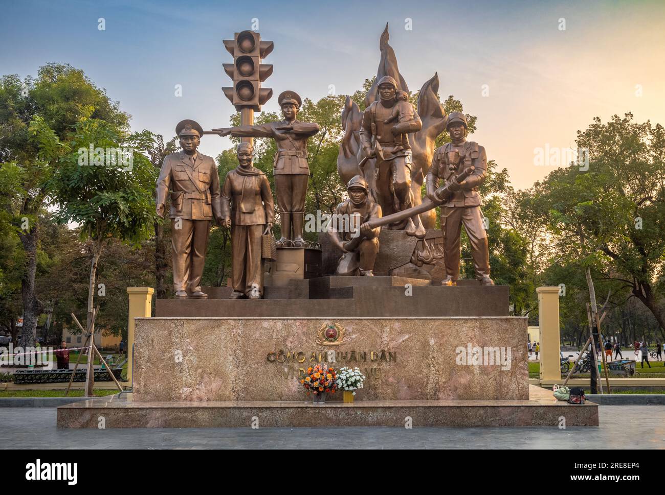 The giant Hanoi Police Force Monument outside the central Reunification ...